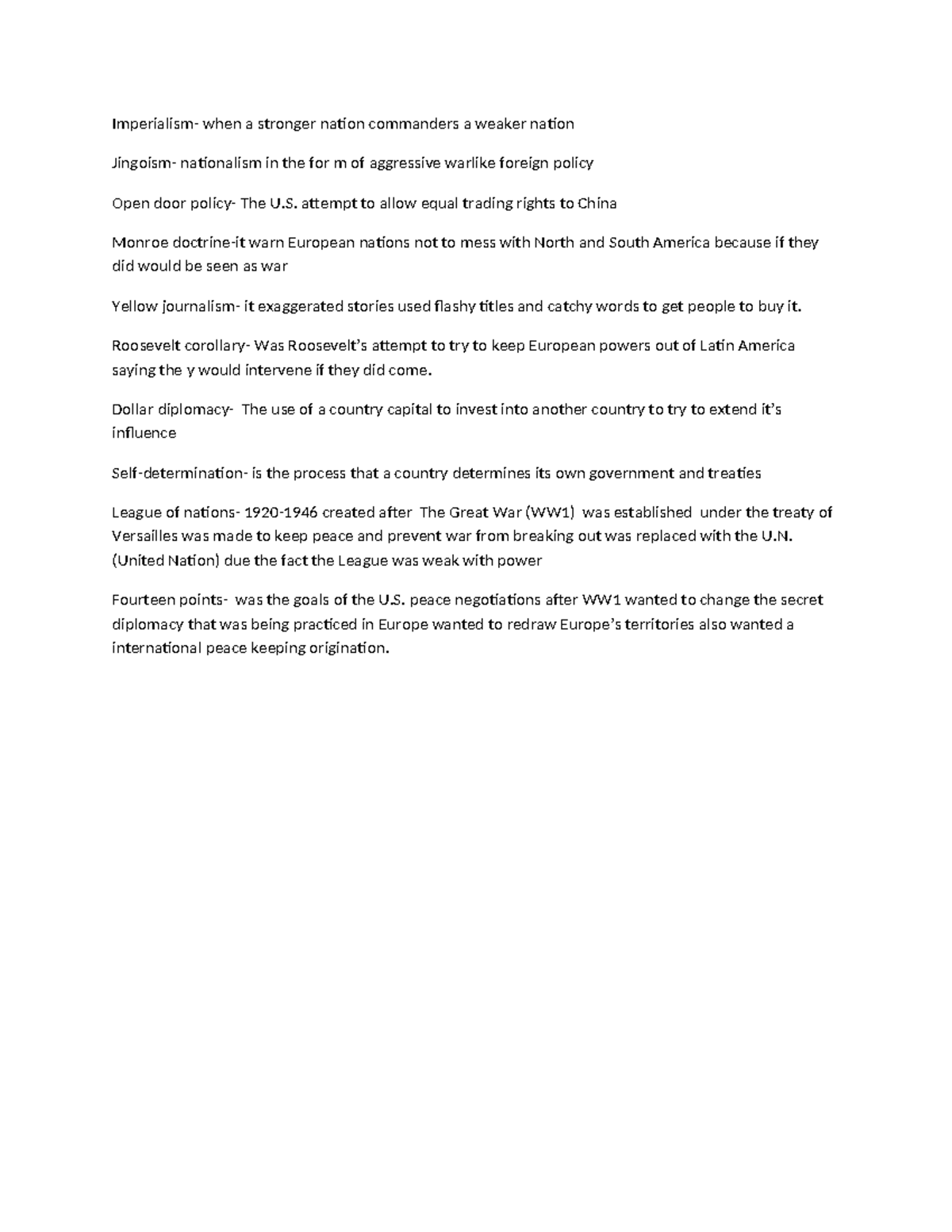 Imperialism - attempt to allow equal trading rights to China Monroe ...