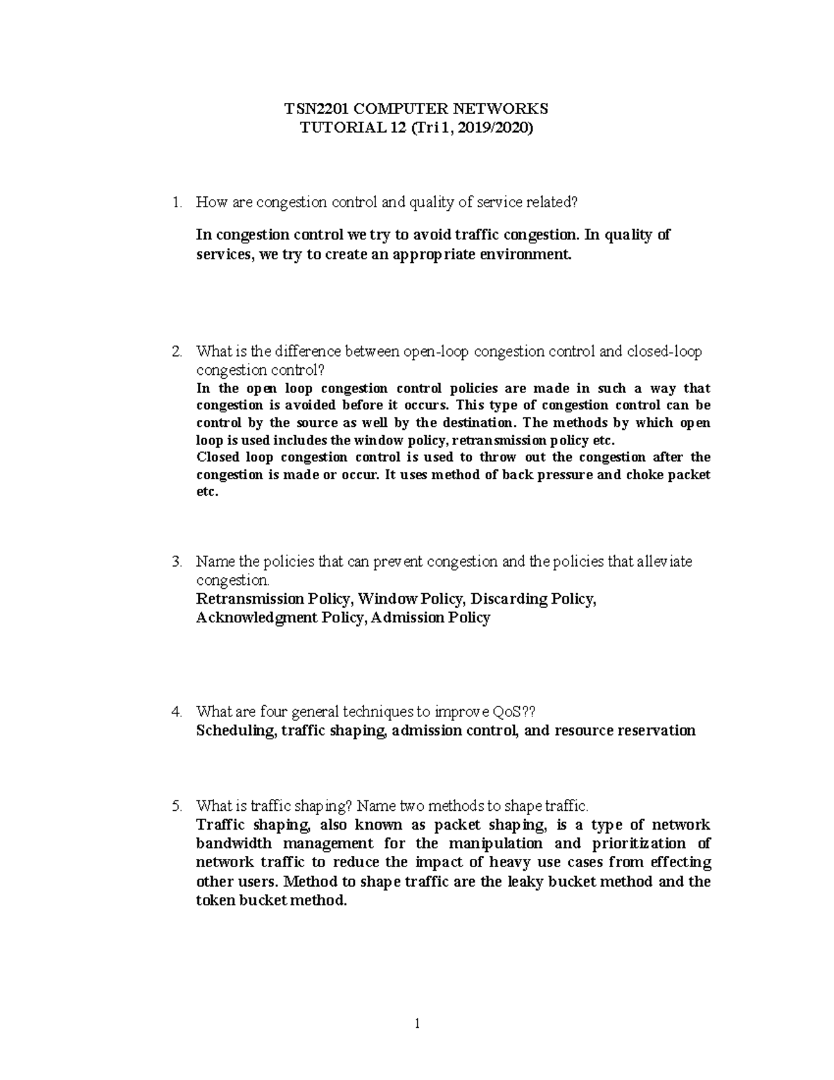 301377 Tutorial-TSN2201-12-2019 - TSN2201 COMPUTER NETWORKS TUTORIAL 12 ...