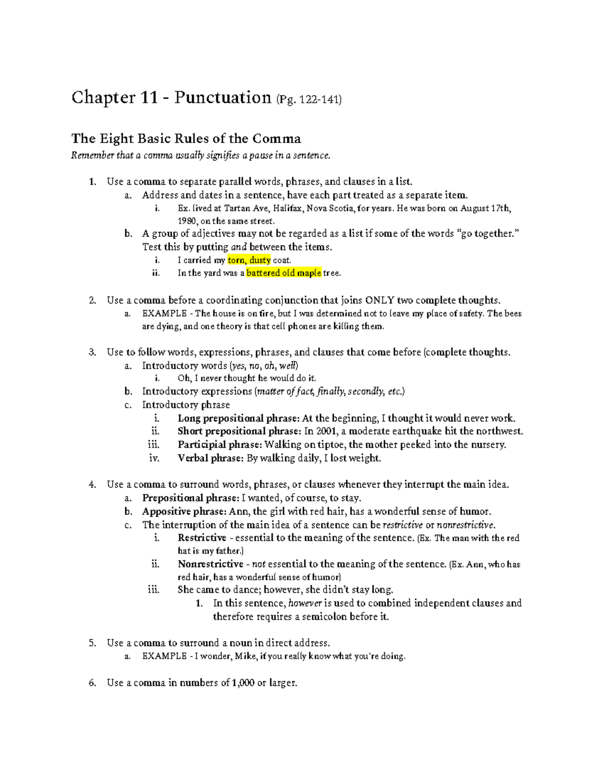 Grammar and Mechanics - Chapter 11 Punctuation The Eight Basic Rules of ...