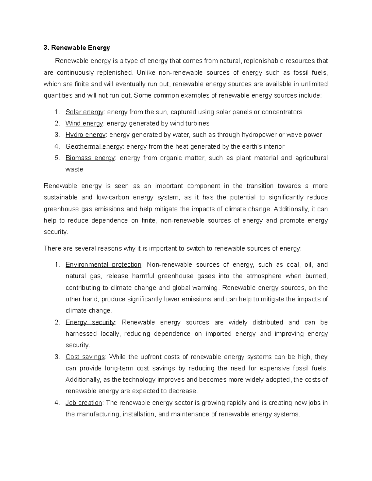 Lesson 3 Renewable Energy - Renewable Energy Renewable energy is a type ...