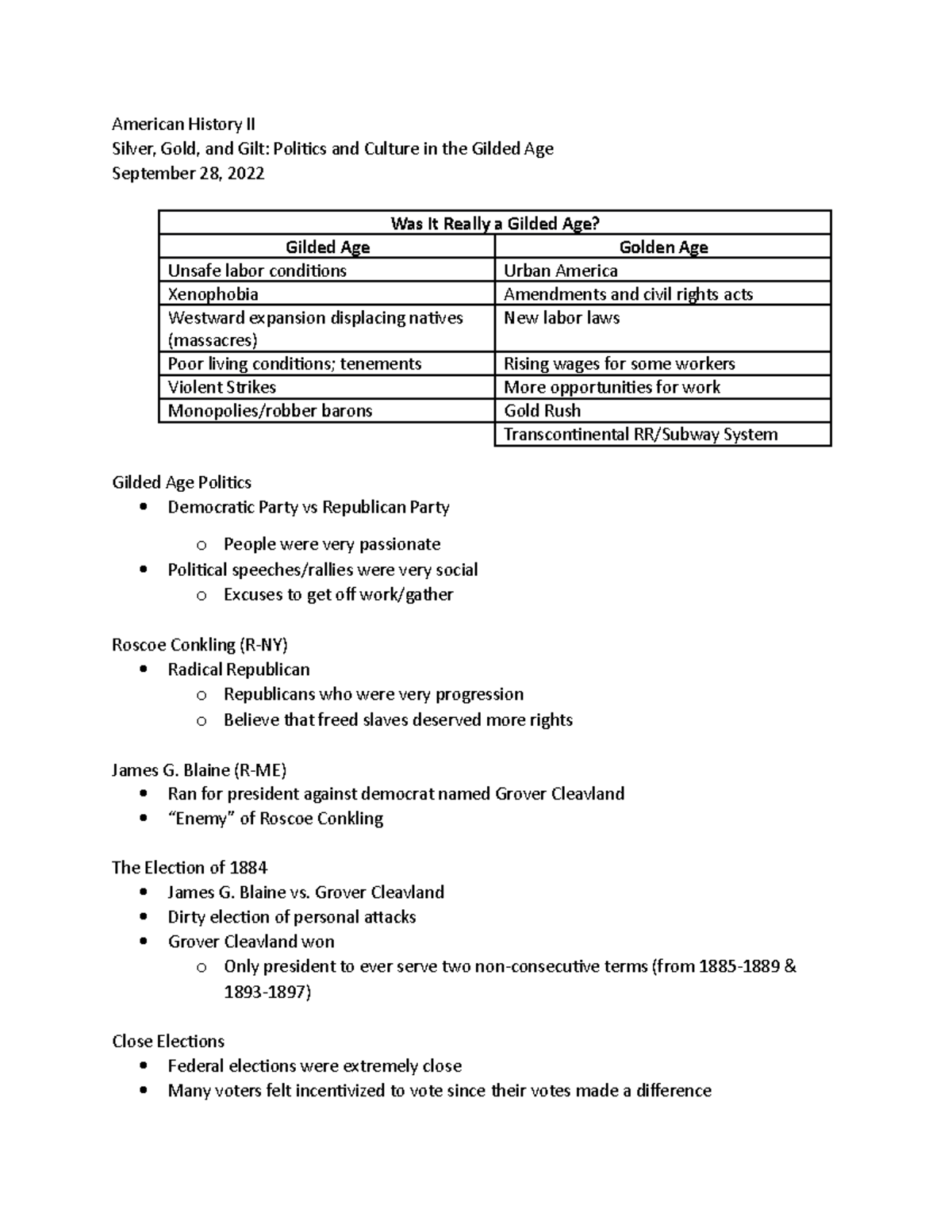 The Gilded Age - 2022 FALL HIST1302AB American History II - Sara ...