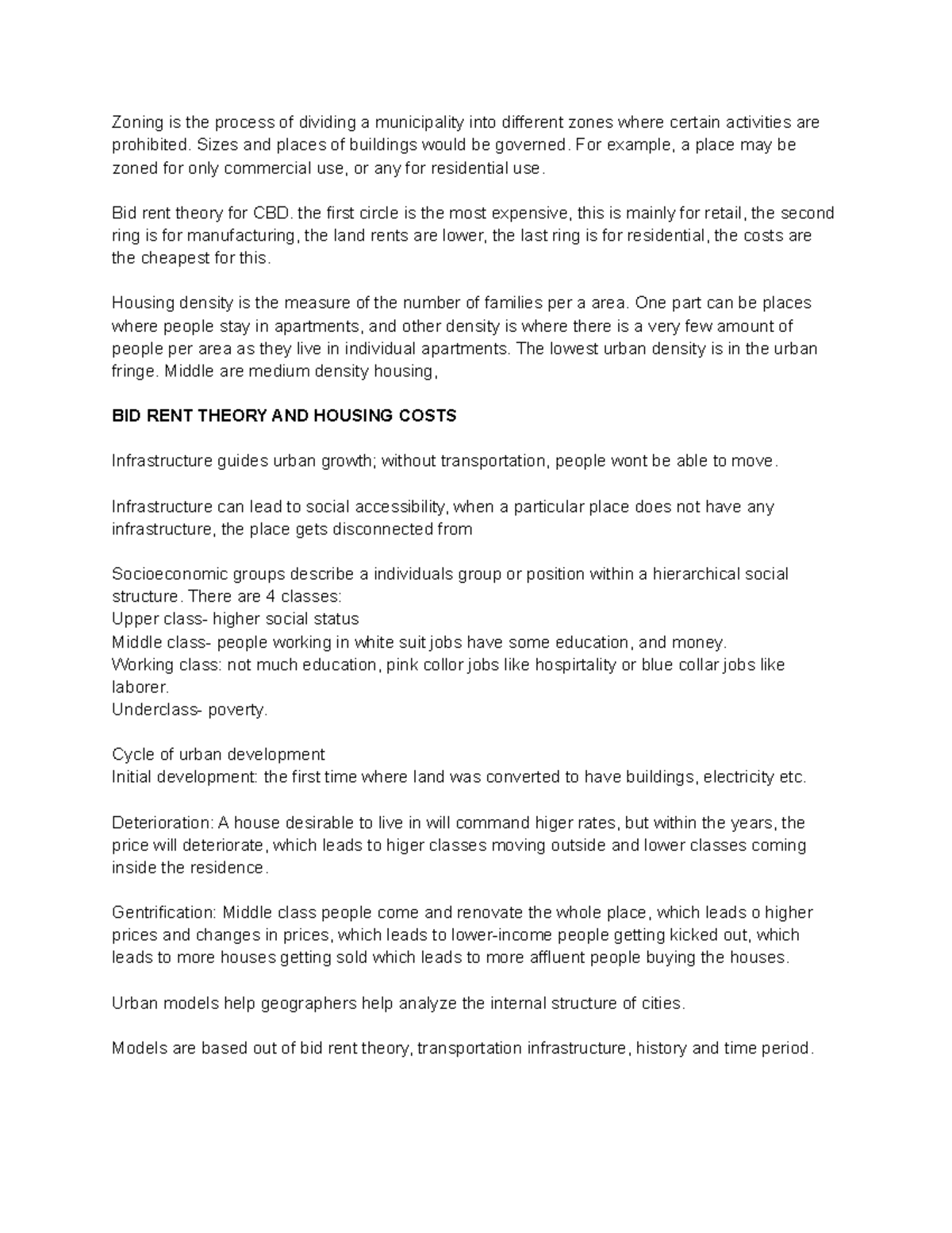 Internal structure of cities and Urban models - Zoning is the process ...