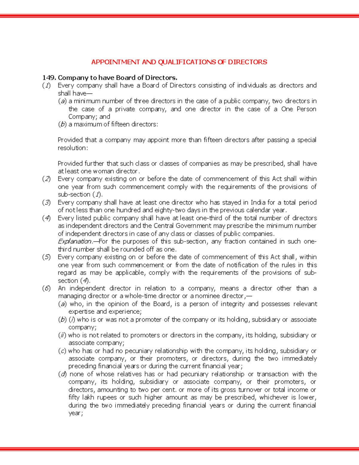 Appointment AND Qualifications OF Directors - CHAPTER XI APPOINTMENT ...