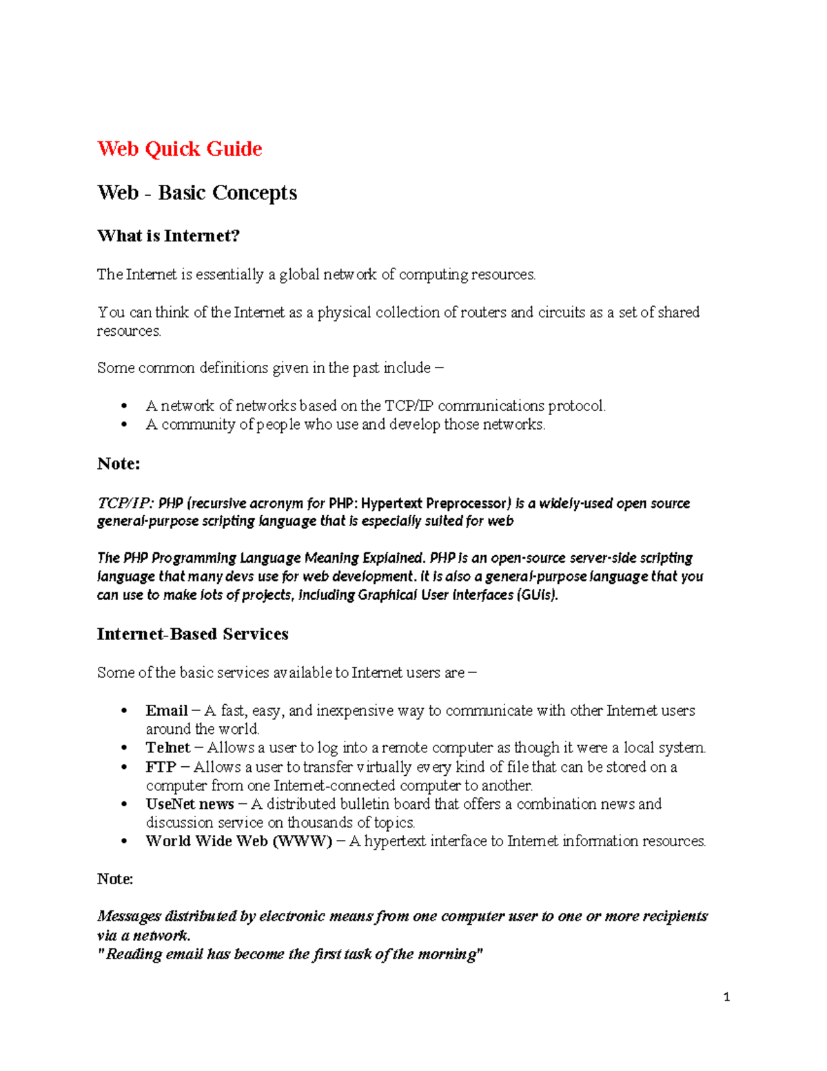 Web Quick Guide Concepts - Web Quick Guide Web - Basic Concepts What is ...