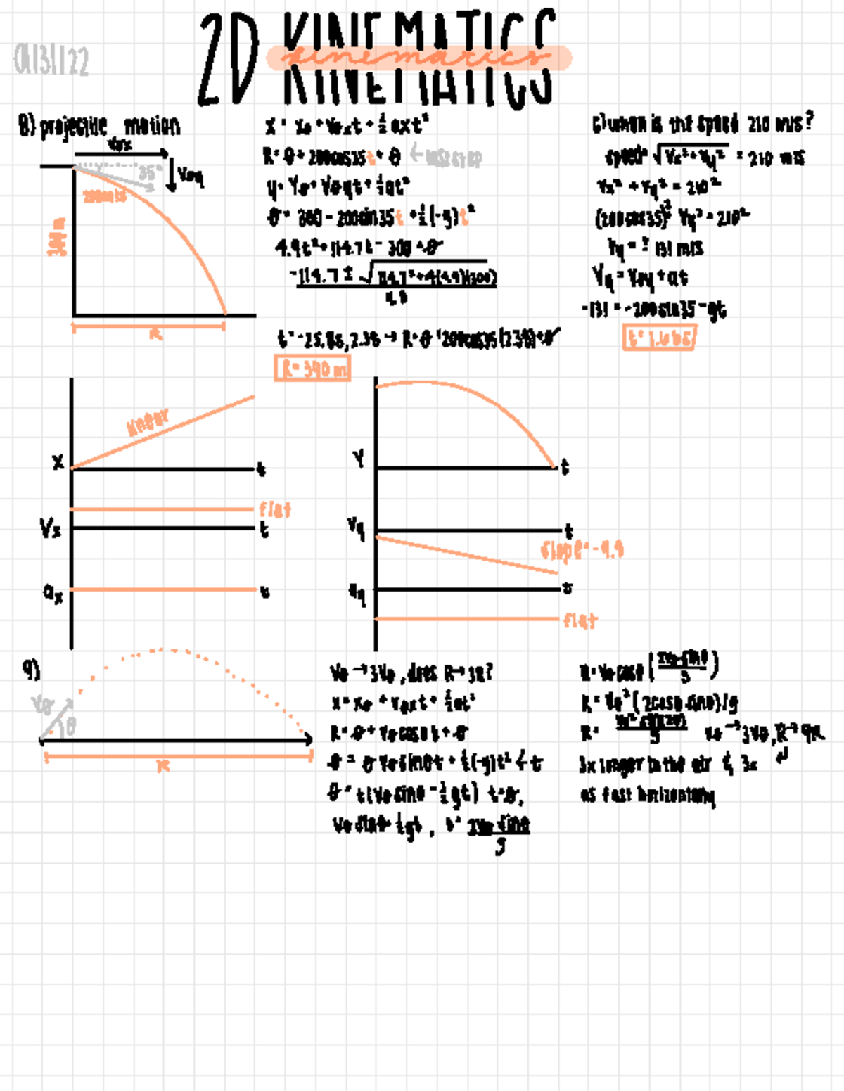 PHYS 102 2D Kinematics 1/31/22 - 01131122 1)FAEe 8) projectile motion X ...