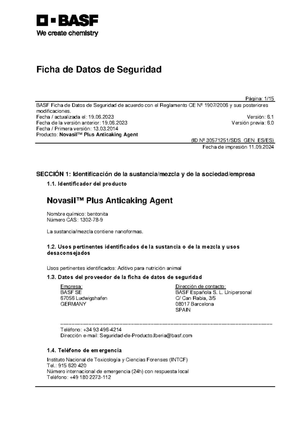 Novasil+Plus+AC 30571251 SDS GEN ES es 6-1 - Ficha de Datos de ...