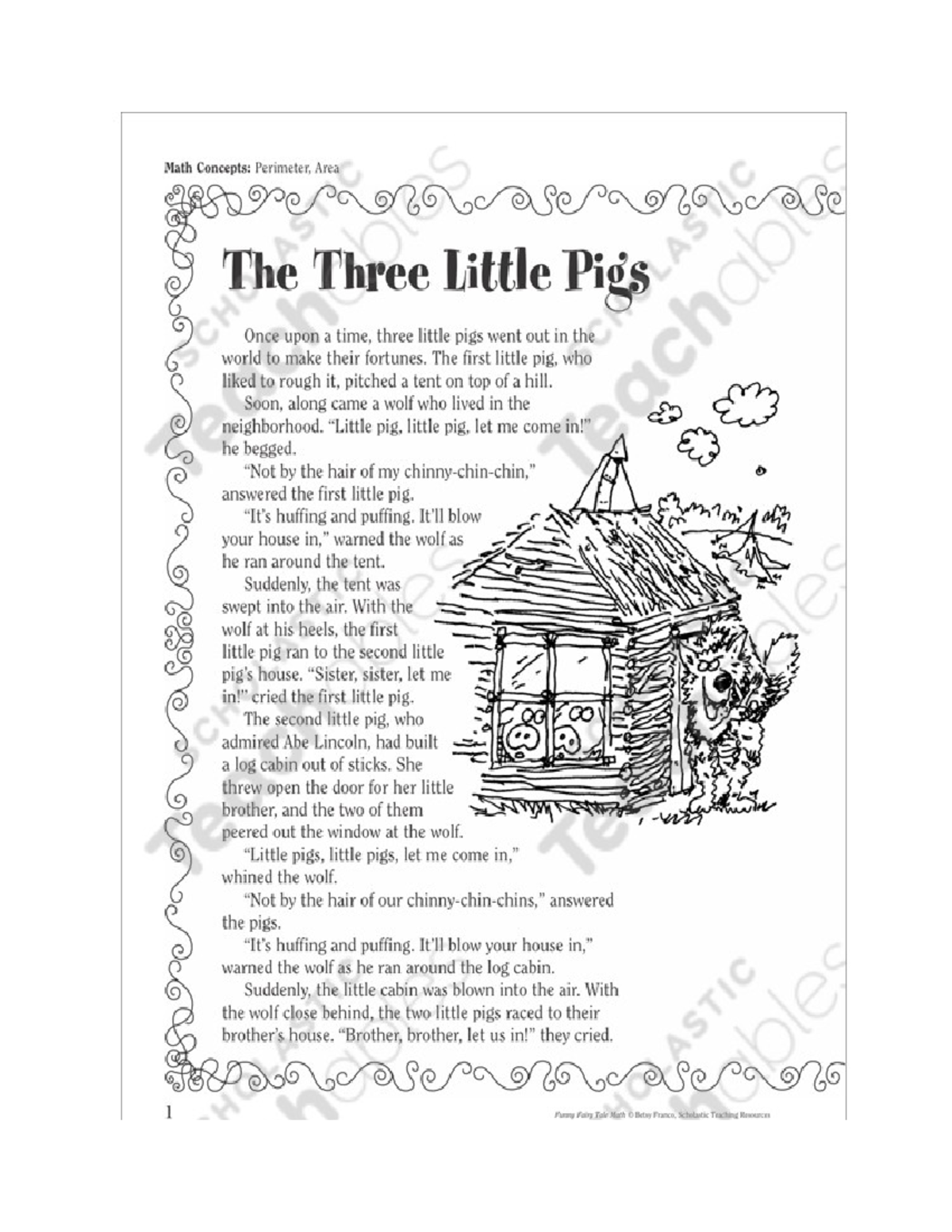 3 little pigs - pig - Math Concepts: Perimeter, Area The Three Little ...