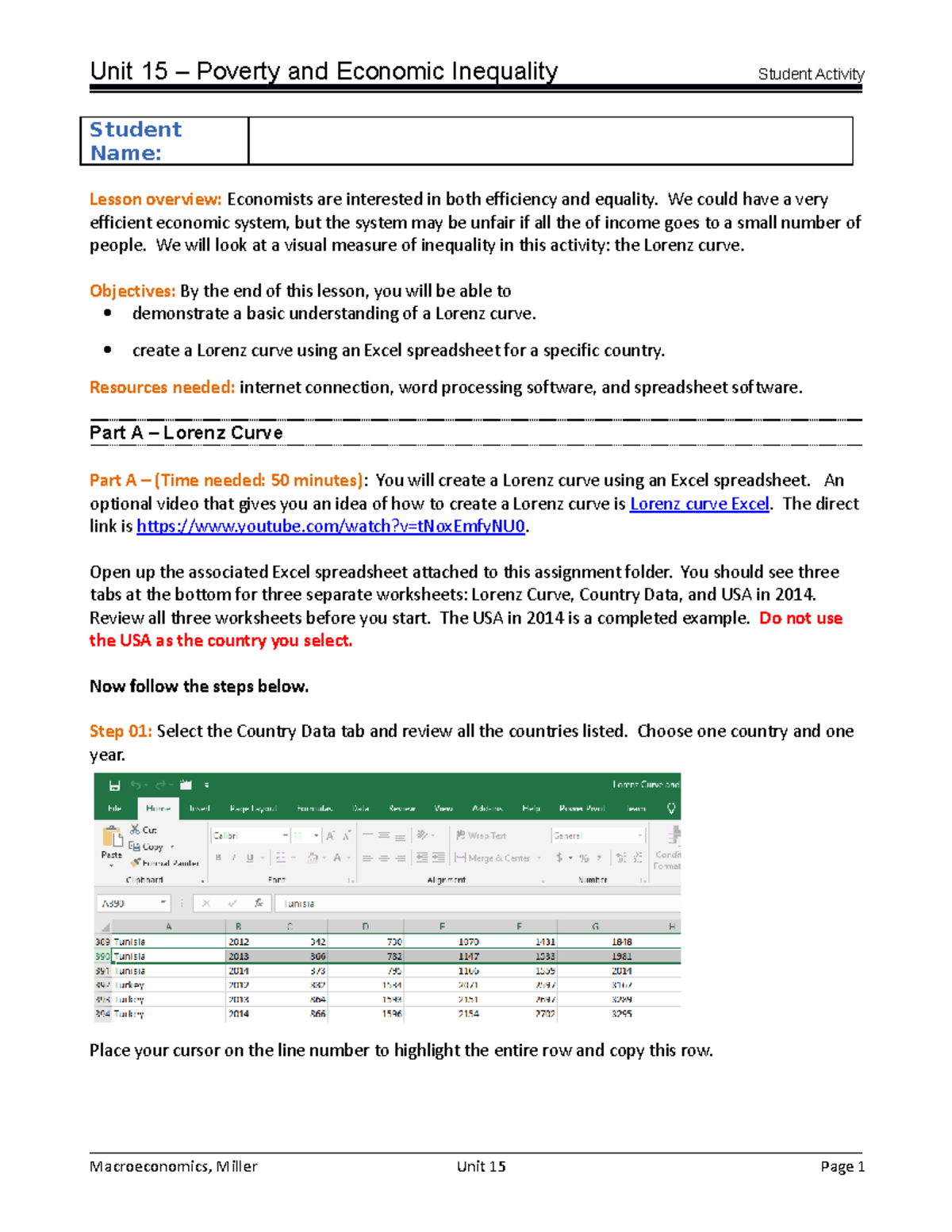 Student Activity Unit 15 - Poverty and Economic Inequality - Unit 15 ...
