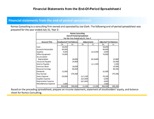 Financial Statements from the End-Of-Period Spreadsheet-II - ACC-120 ...