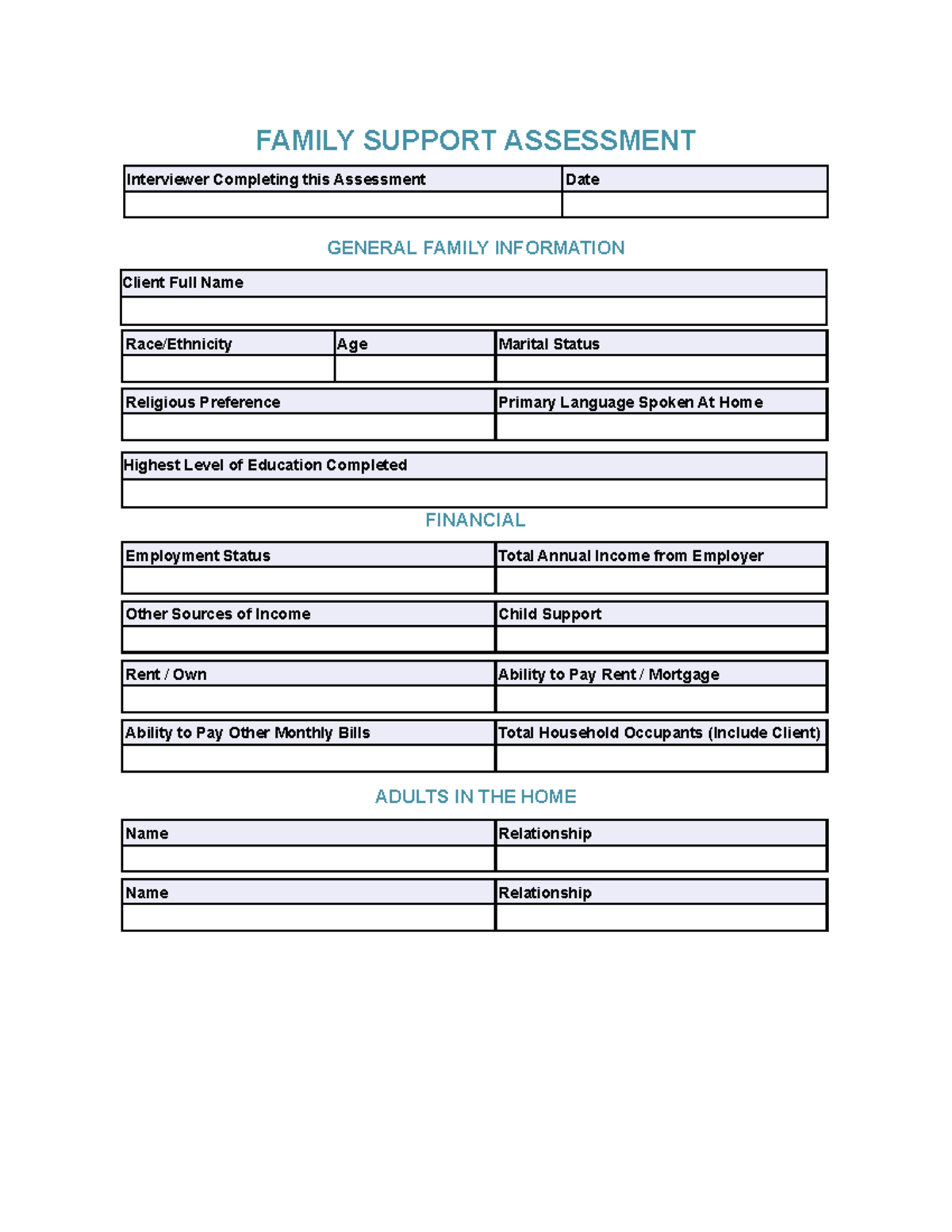 Family Support Assessment.Sentinel - FAMILY SUPPORT ASSESSMENT ...