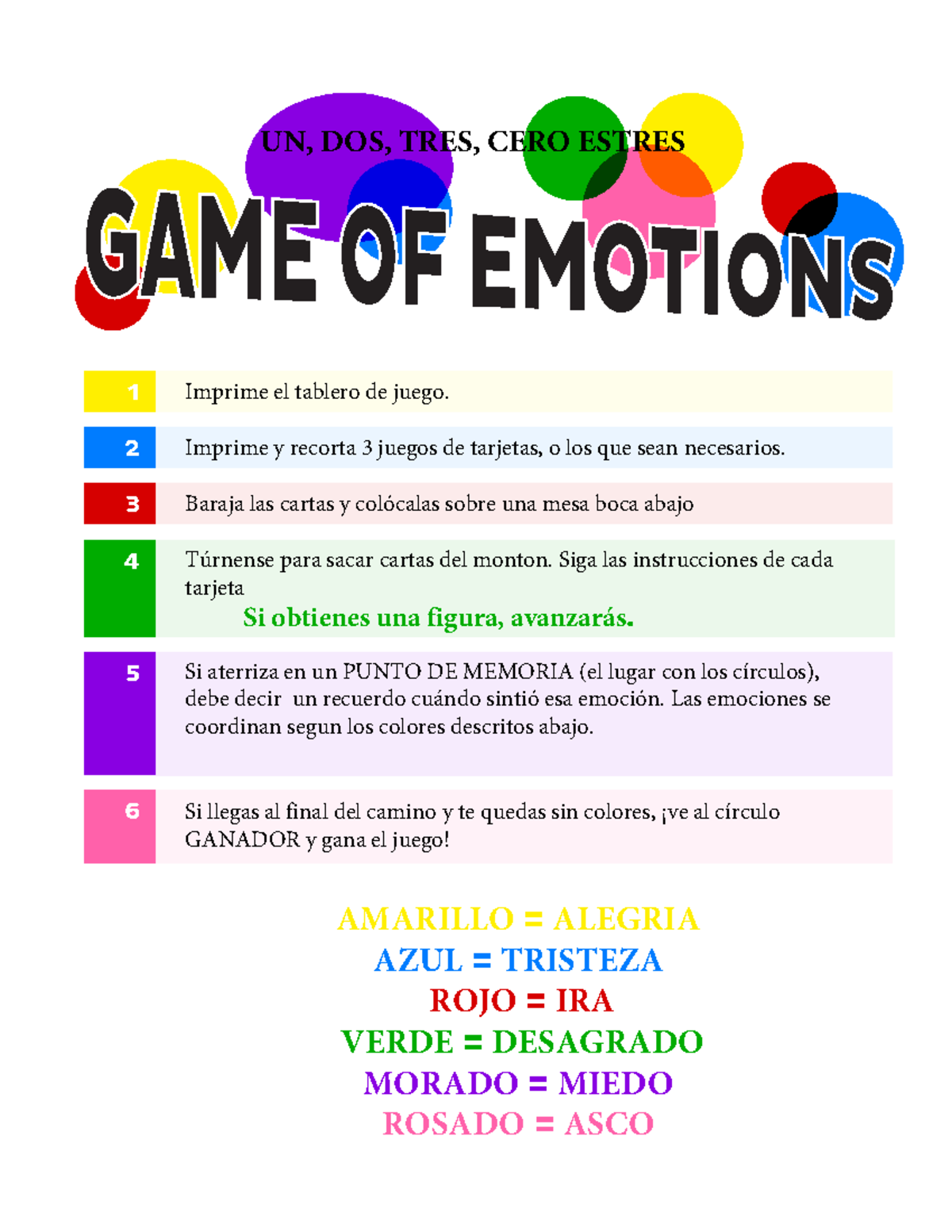 18. Campaña CERO Estres - 1 2 3 4 5 6 Imprime el tablero de juego ...