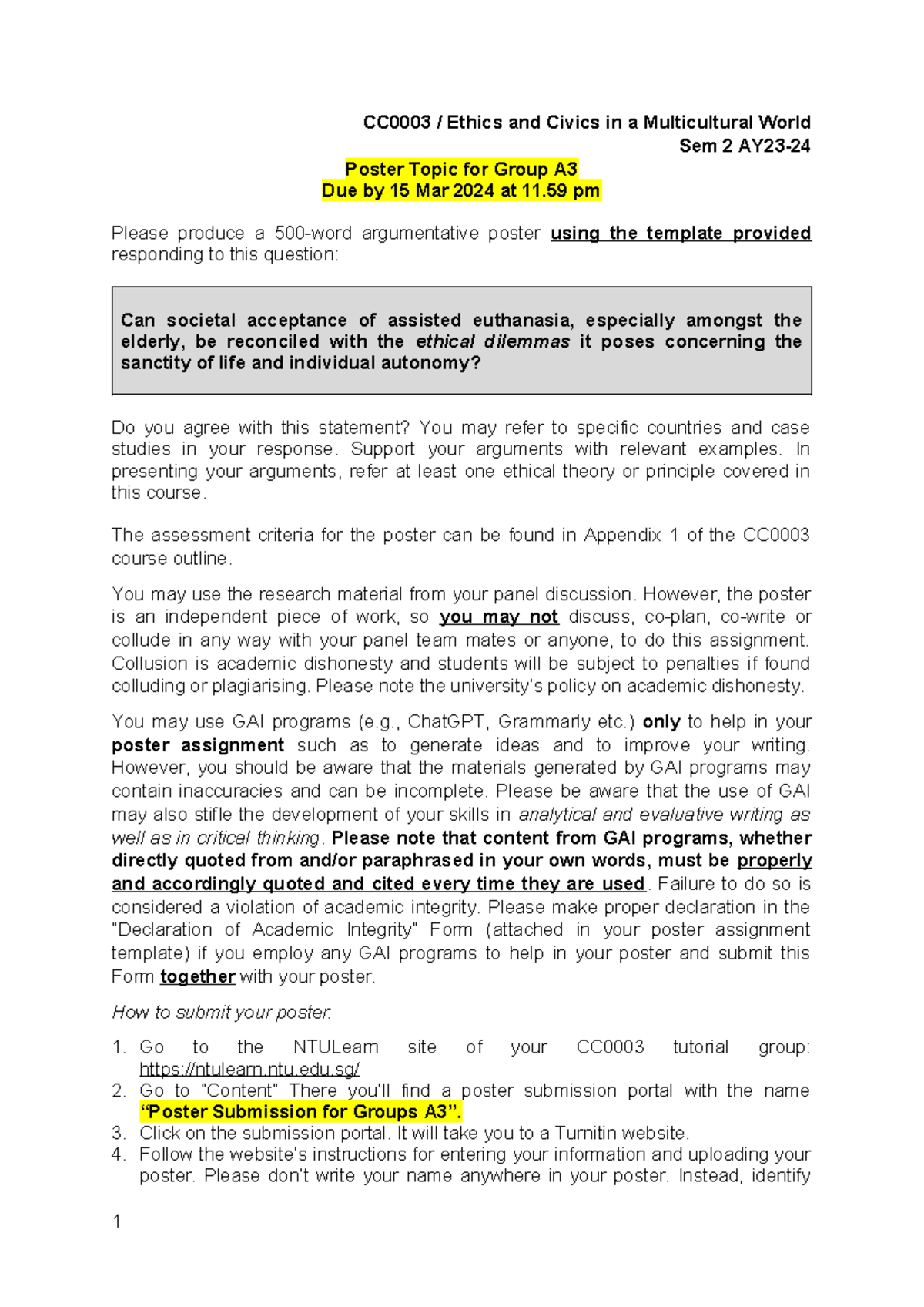Euthanasia poster - CC0003 / Ethics and Civics in a Multicultural World ...