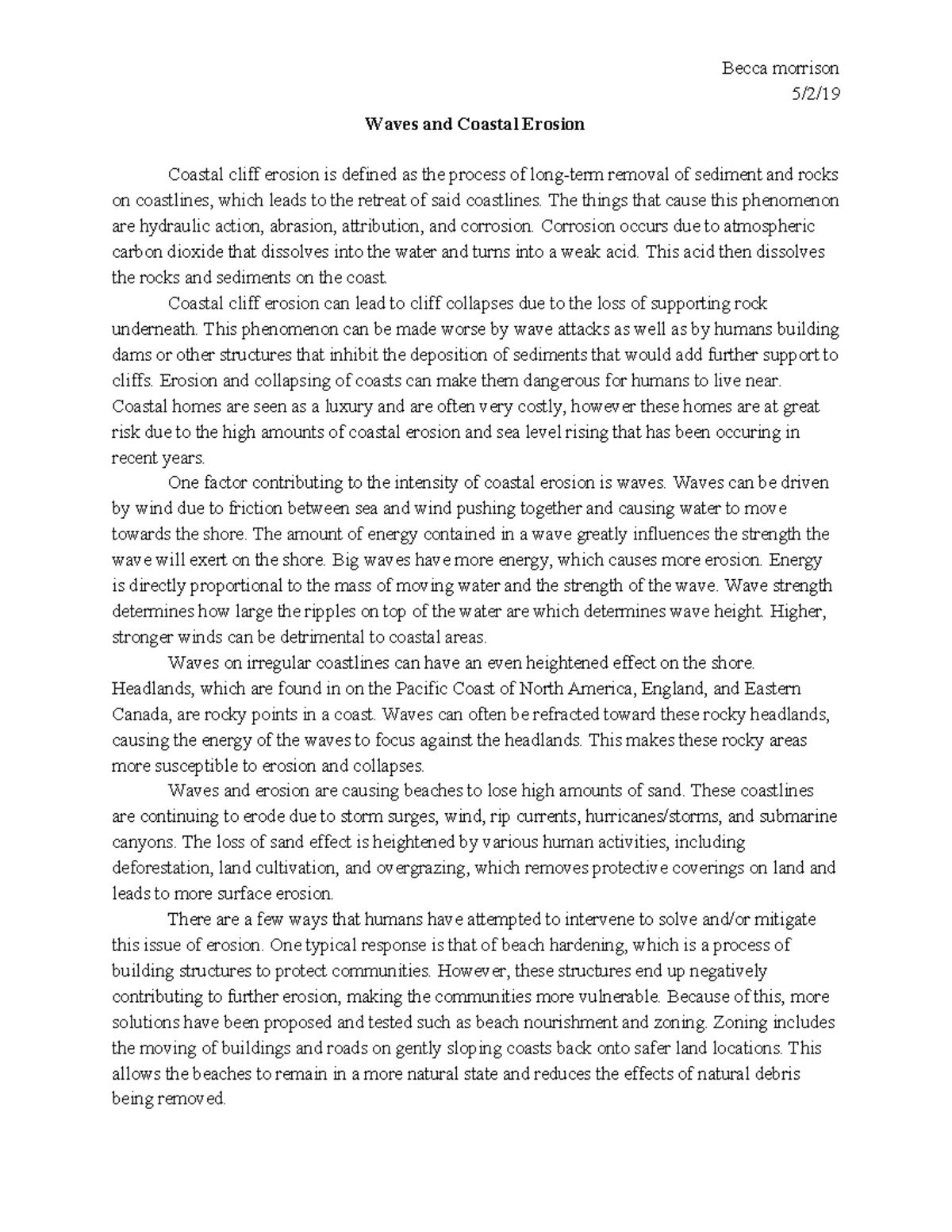 Waves and coastal erosion - Becca morrison 5/2/ Waves and Coastal ...