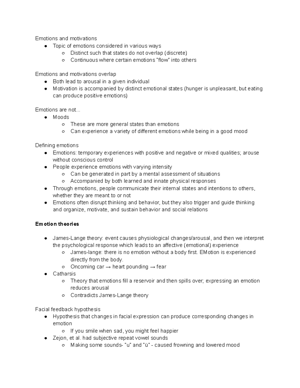 7. Emotions and Motivation - Emotions and motivations Topic of emotions considered in various ...