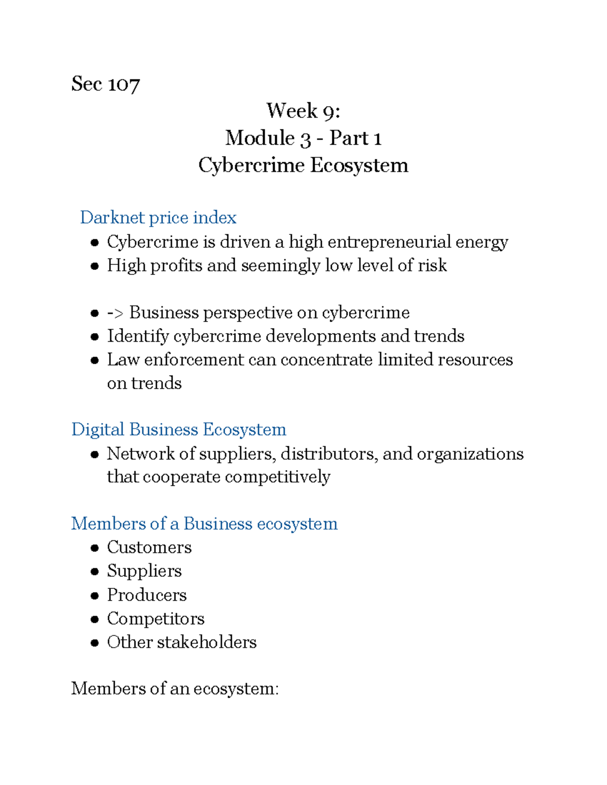 Cybercrime Ecosystem - Sec 107 Week 9: Module 3 - Part 1 Cybercrime ...