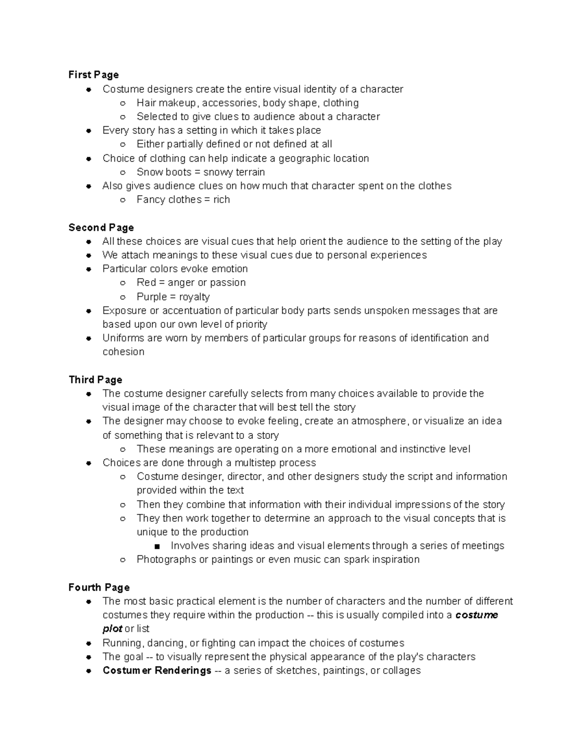 Costume Lighting Design & Indecent Notes - First Page Costume designers ...