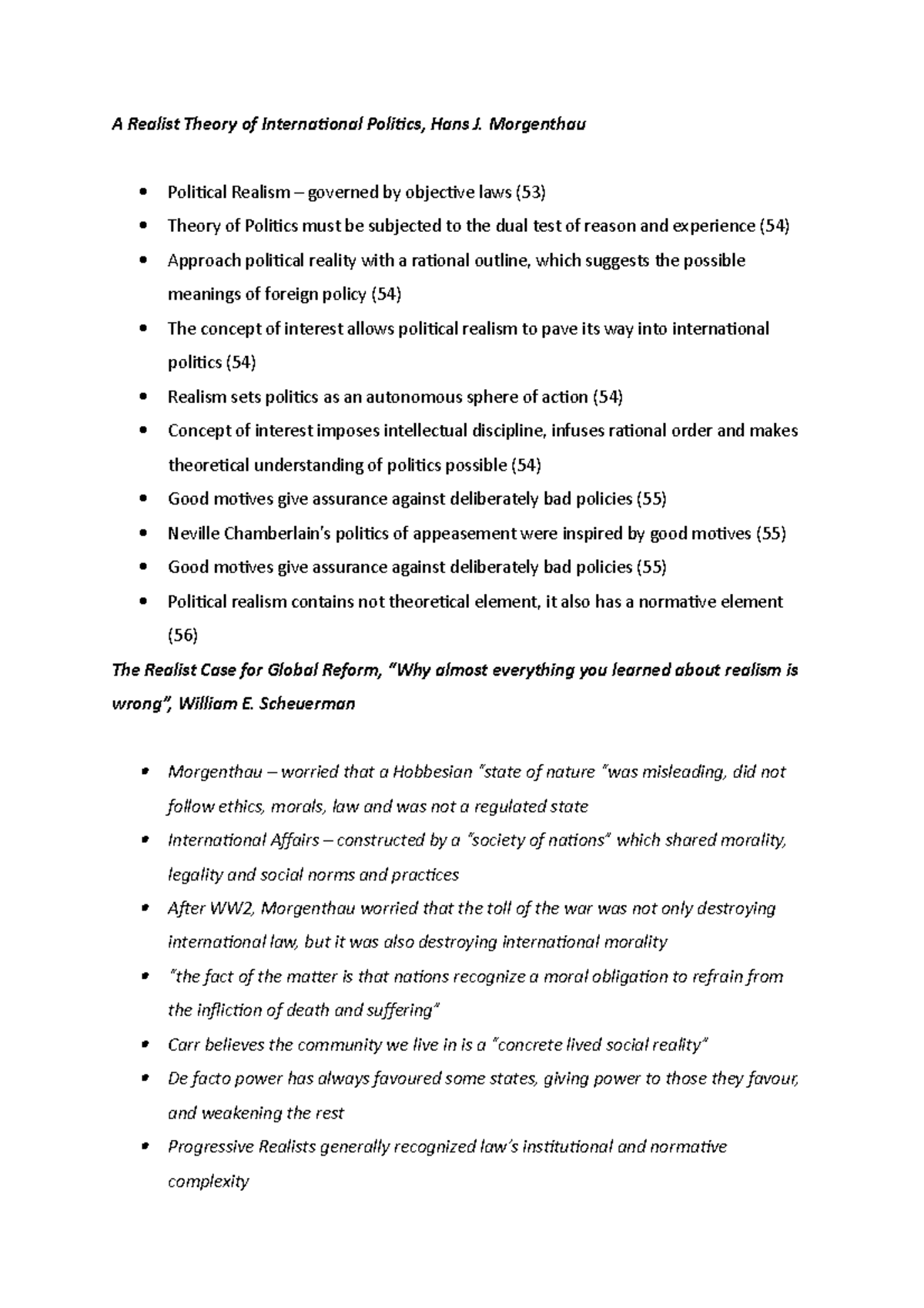 Reading - A Realist Theory of International Politics, Hans J ...