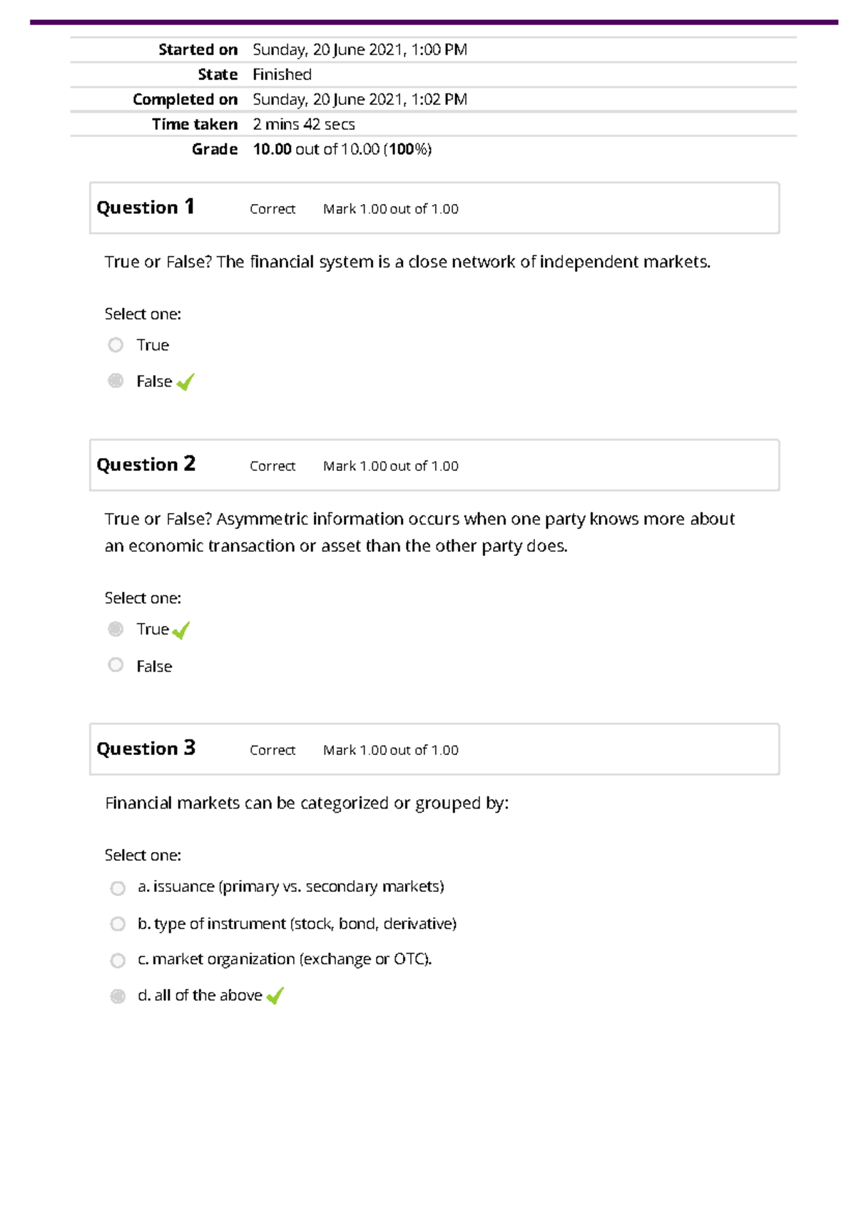 BUS2203 - Self-Quiz Unit 1 - BUS 2203 - UoPeople - Studocu