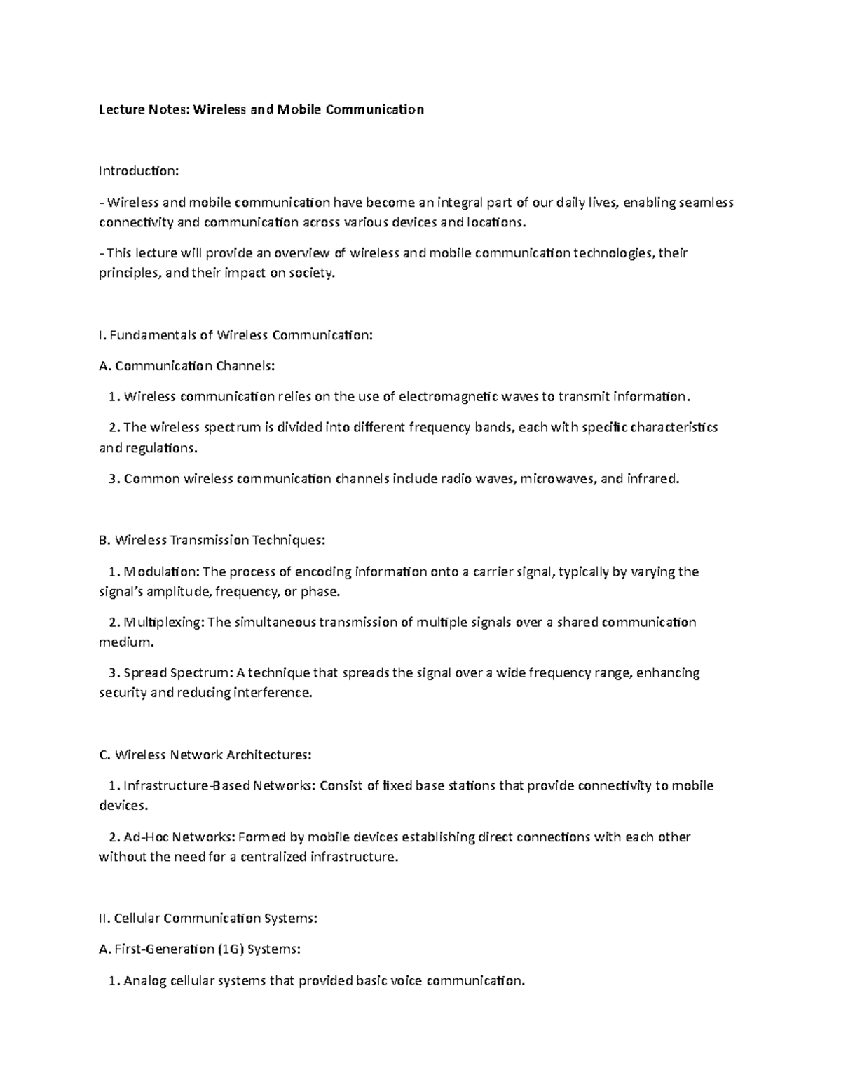 Lecture Notes: Wireless and Mobile Communication - Lecture Notes ...