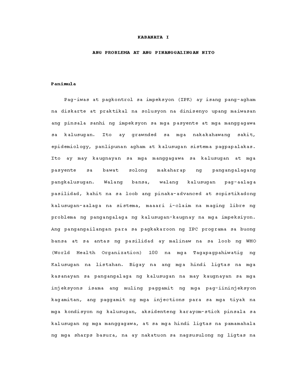 Chapter-1-tagalog - Sige - KABANATA I ANG PROBLEMA AT ANG ...