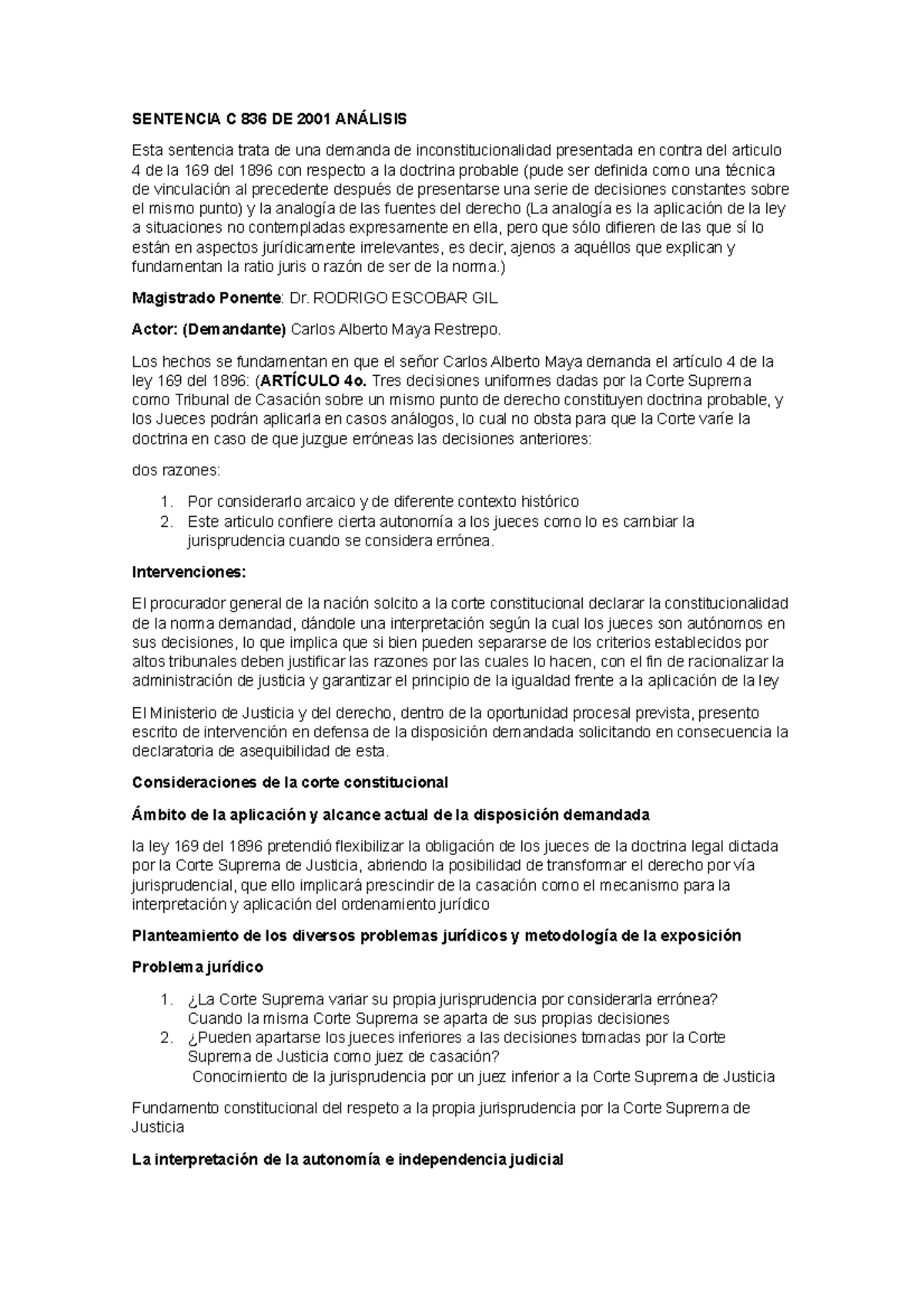 Sentencia C 836 DE 2001 Análisis - SENTENCIA C 836 DE 2001 ANÁLISIS ...
