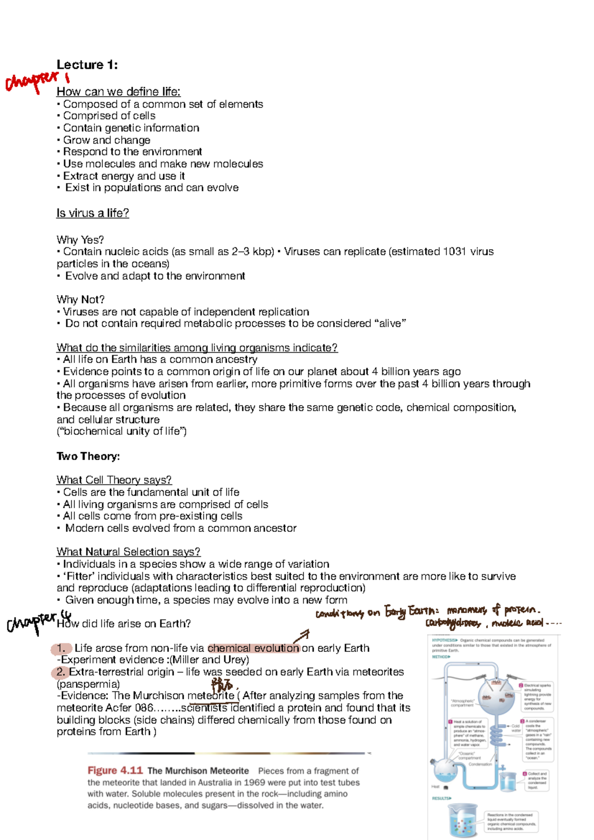 Week 1 Summary Week 1 Lecture Note Lecture 1 How Can We Define Life Composed Of A Common