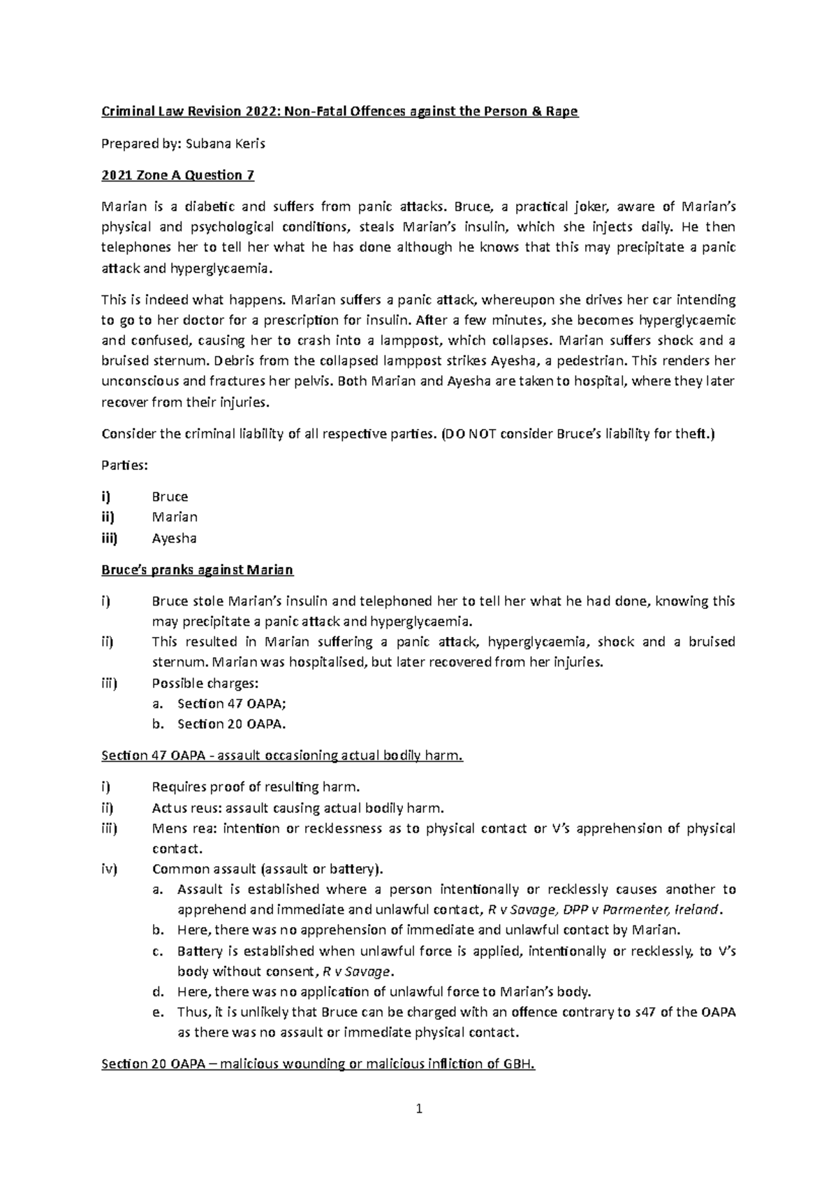 Criminal Law Revision 2022 - Non-fatal offences - Bruce, a practical ...