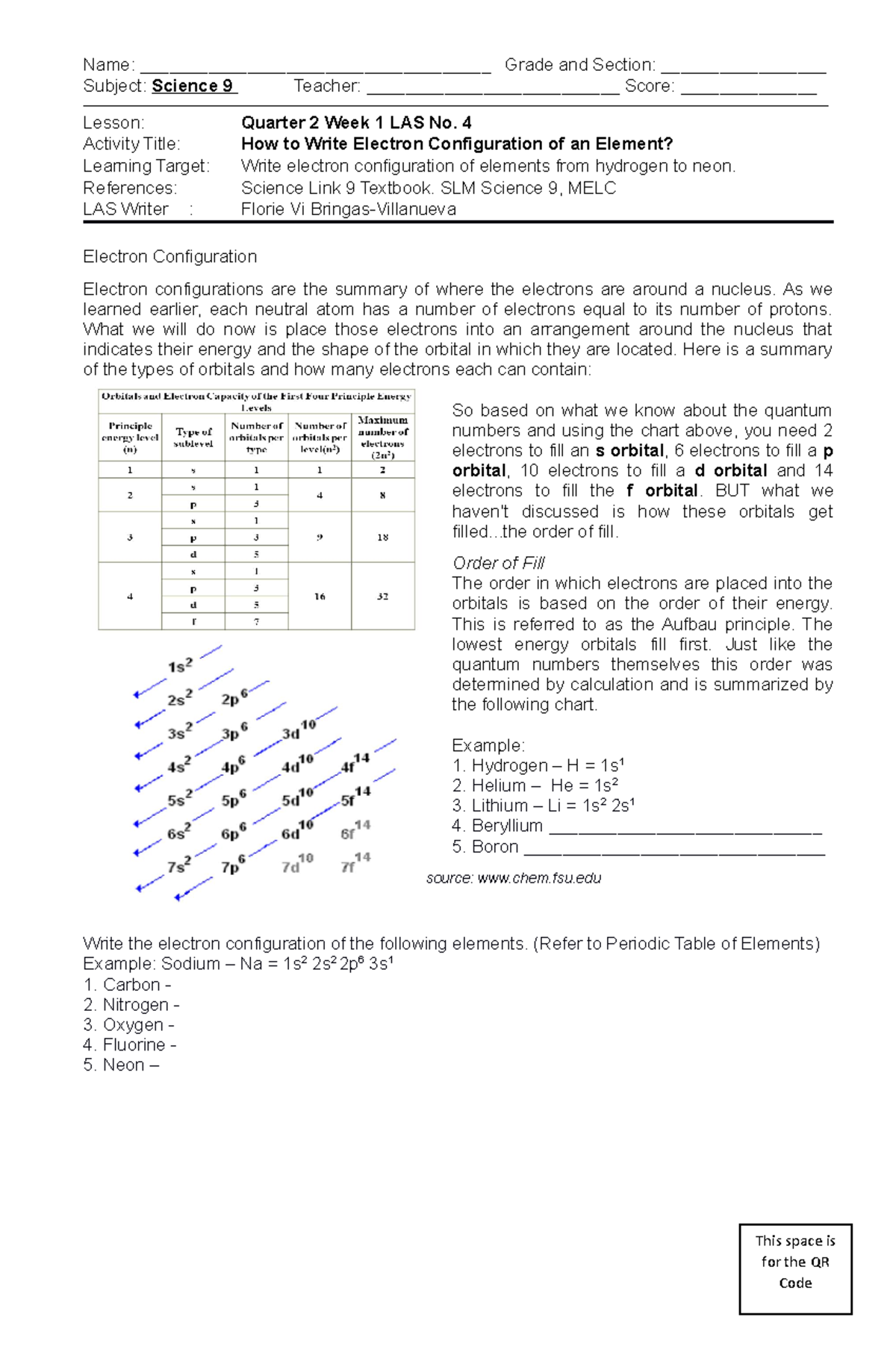 Science 9 week 1 LAS 4 - Name ...