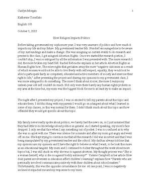 ENG 105 Review Project - Gisella DeGuzman Professor Wentz English 105 3 ...