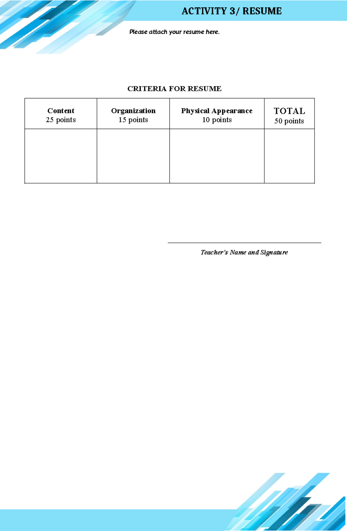 WORK- Immersion- Portfolio - ACTIVITY 3/ RESUME Please attach your ...
