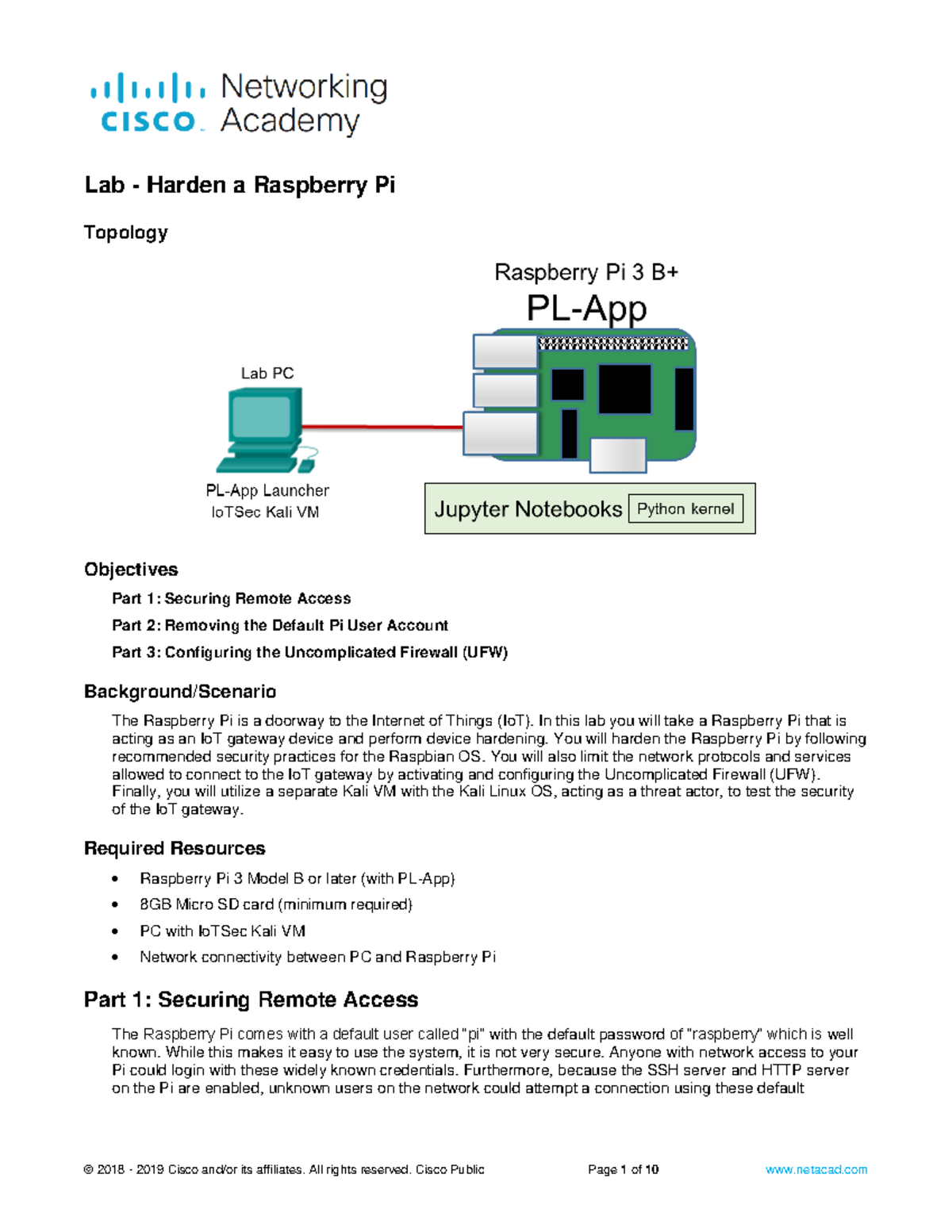 1.2.3.3 Lab - Harden a Raspberry Pi - Topology Objectives Part 1 ...