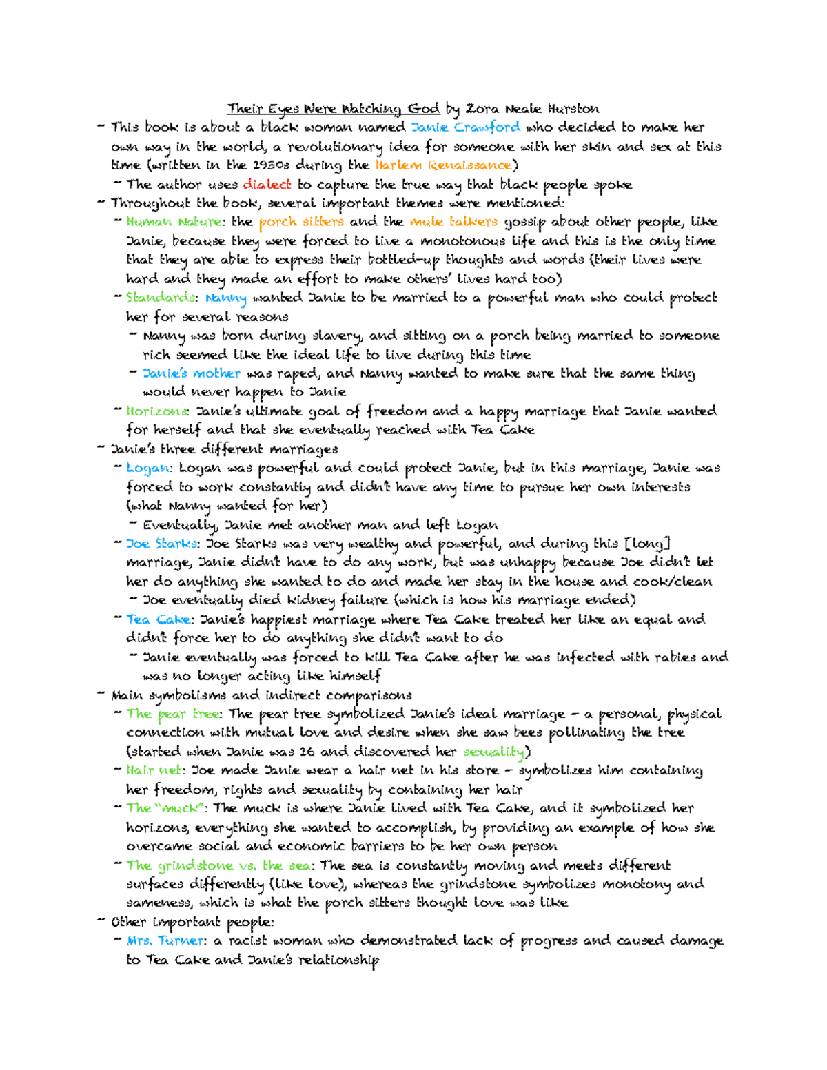 Their Eyes Were Watching God Book Summary - Their Eyes Were Watching ...