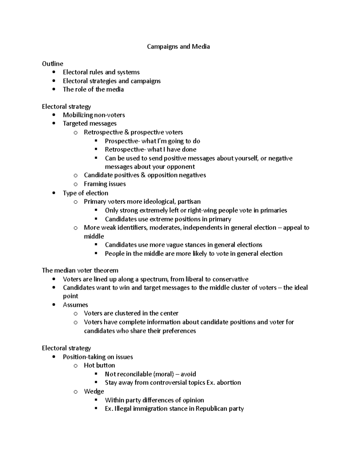Campaigns and Media Government Notes - Campaigns and Media Outline ...