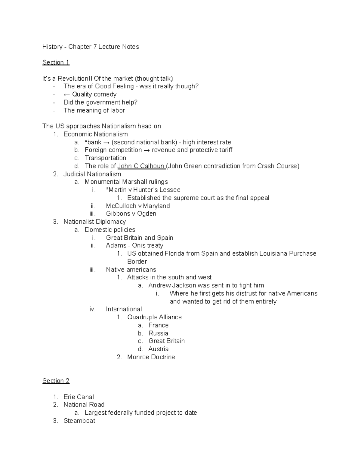 History - Chapter 7 Lecture Notes - History - Chapter 7 Lecture Notes ...