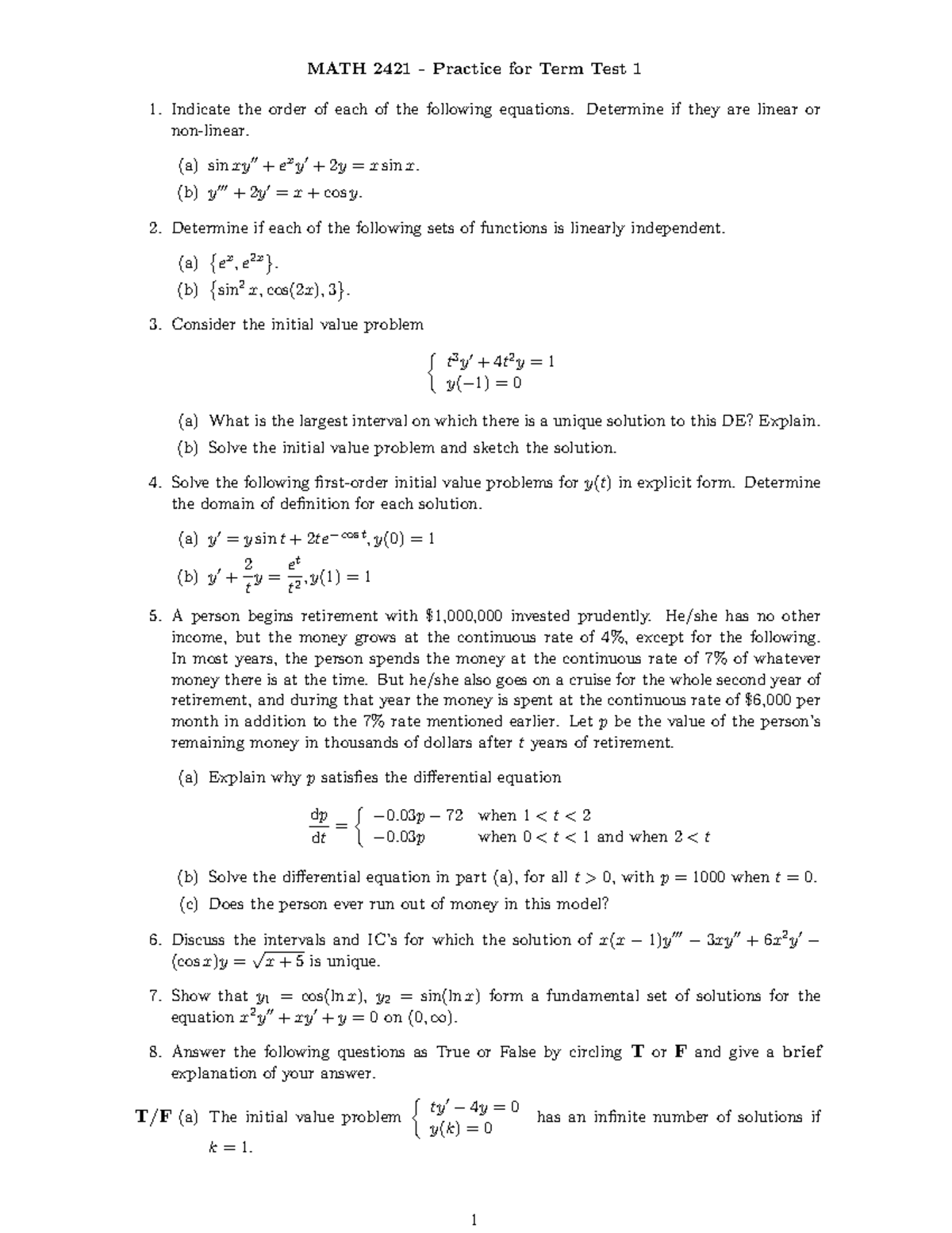 MATH 4010-Practice Term Test 1 - MATH 2421 - Practice for Term Test 1 ...