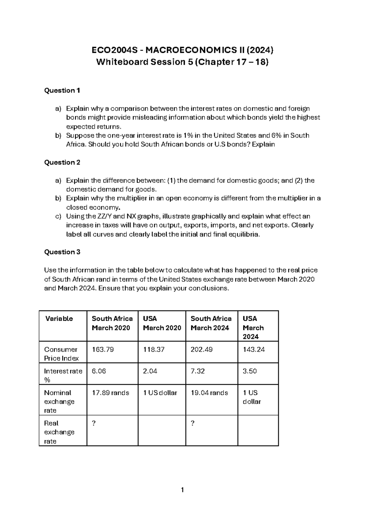 ECO2004 S Whiteboard 5 [Student verison ] - 1 ECO2004S - MACROECONOMICS ...