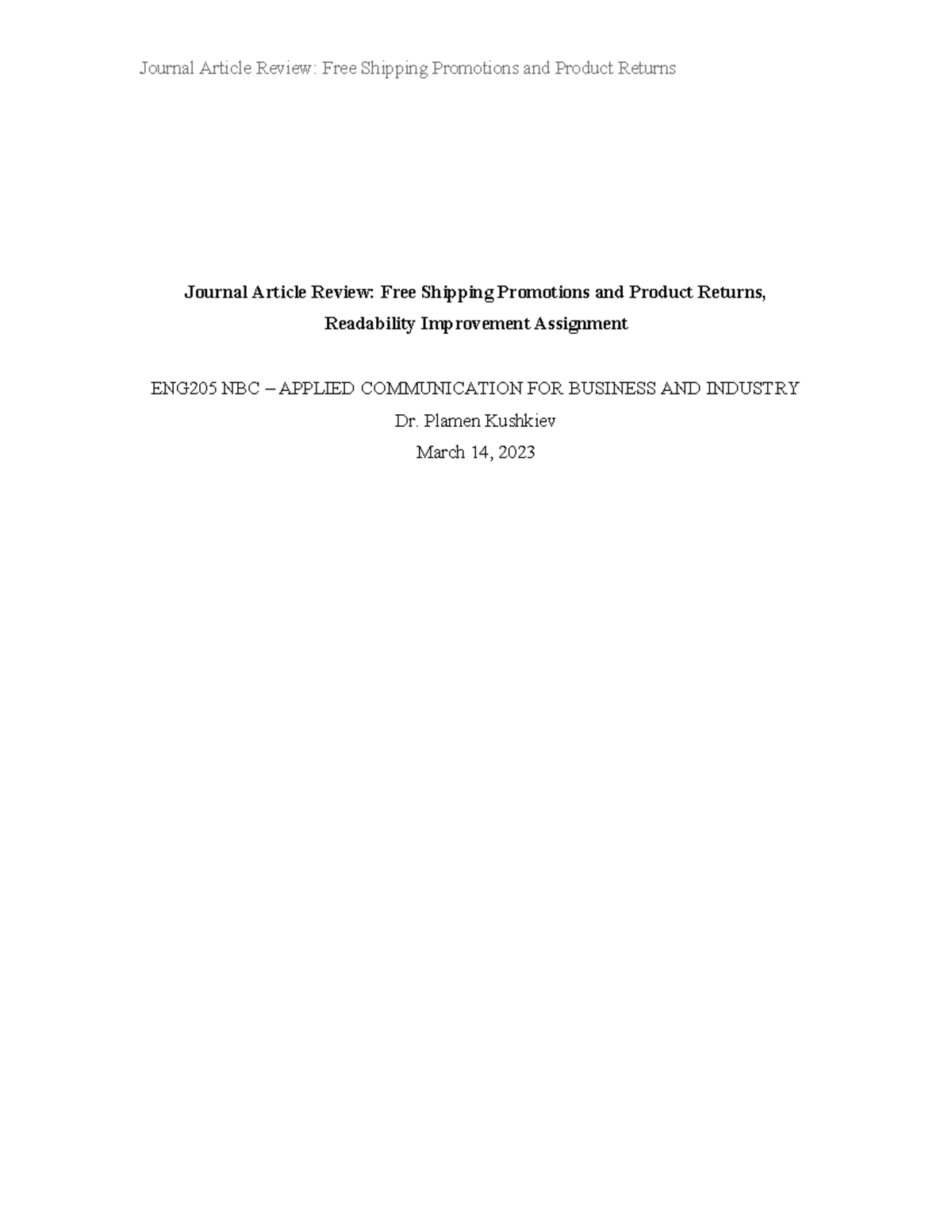 Week 8 Readability Improvement Assignment - Journal Article Review ...