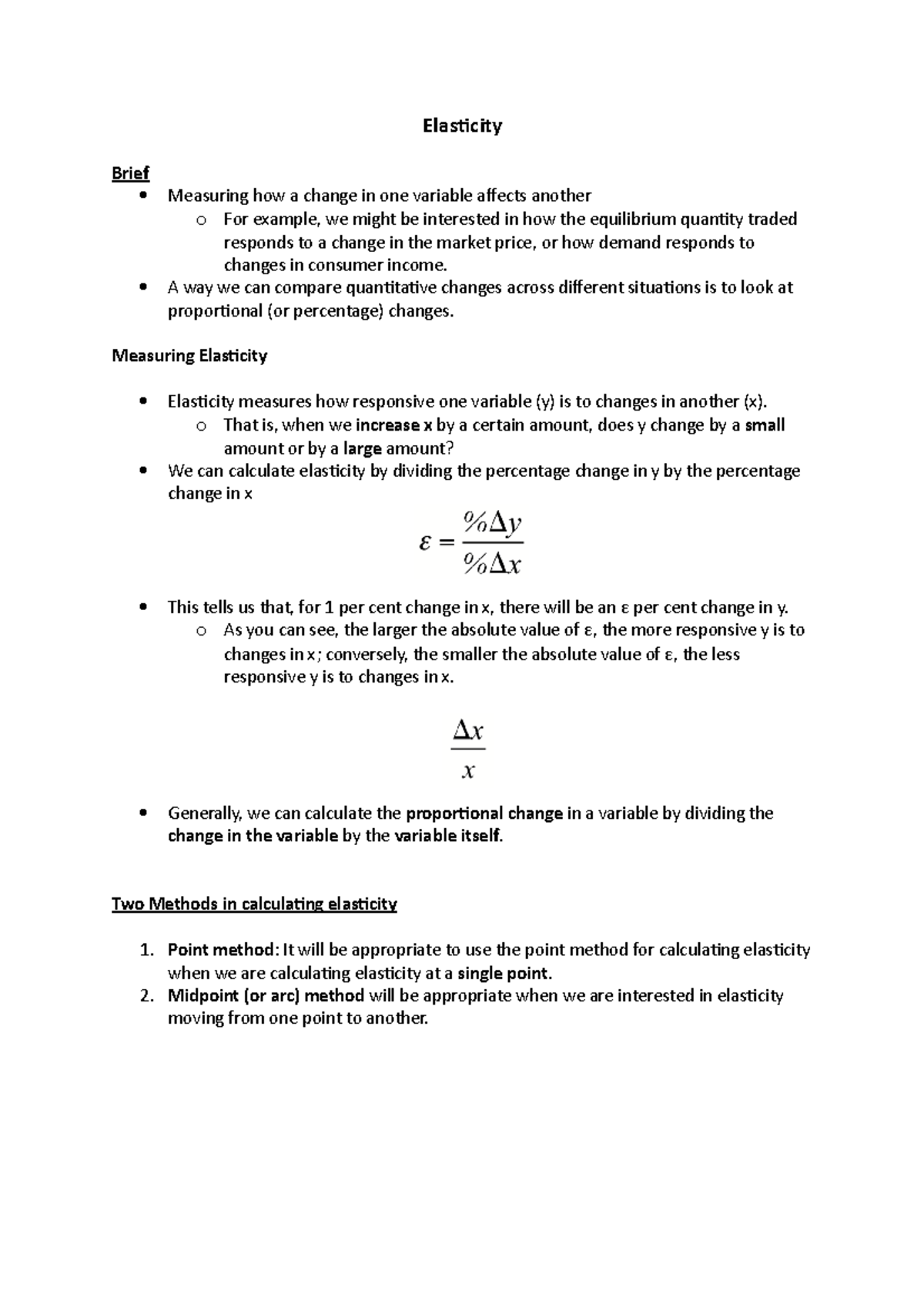 Notes 6 - Elasticity - Week 6 of the ECON 1001 - inclusive of textbook ...