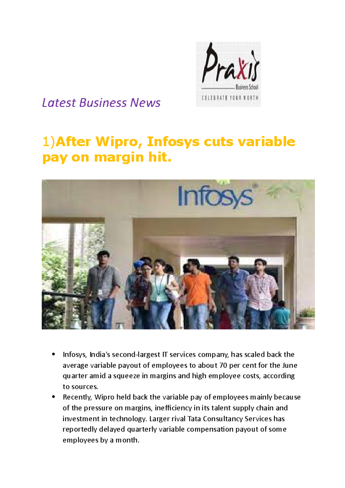 Latest Business News August - Latest Business News 1)After Wipro ...