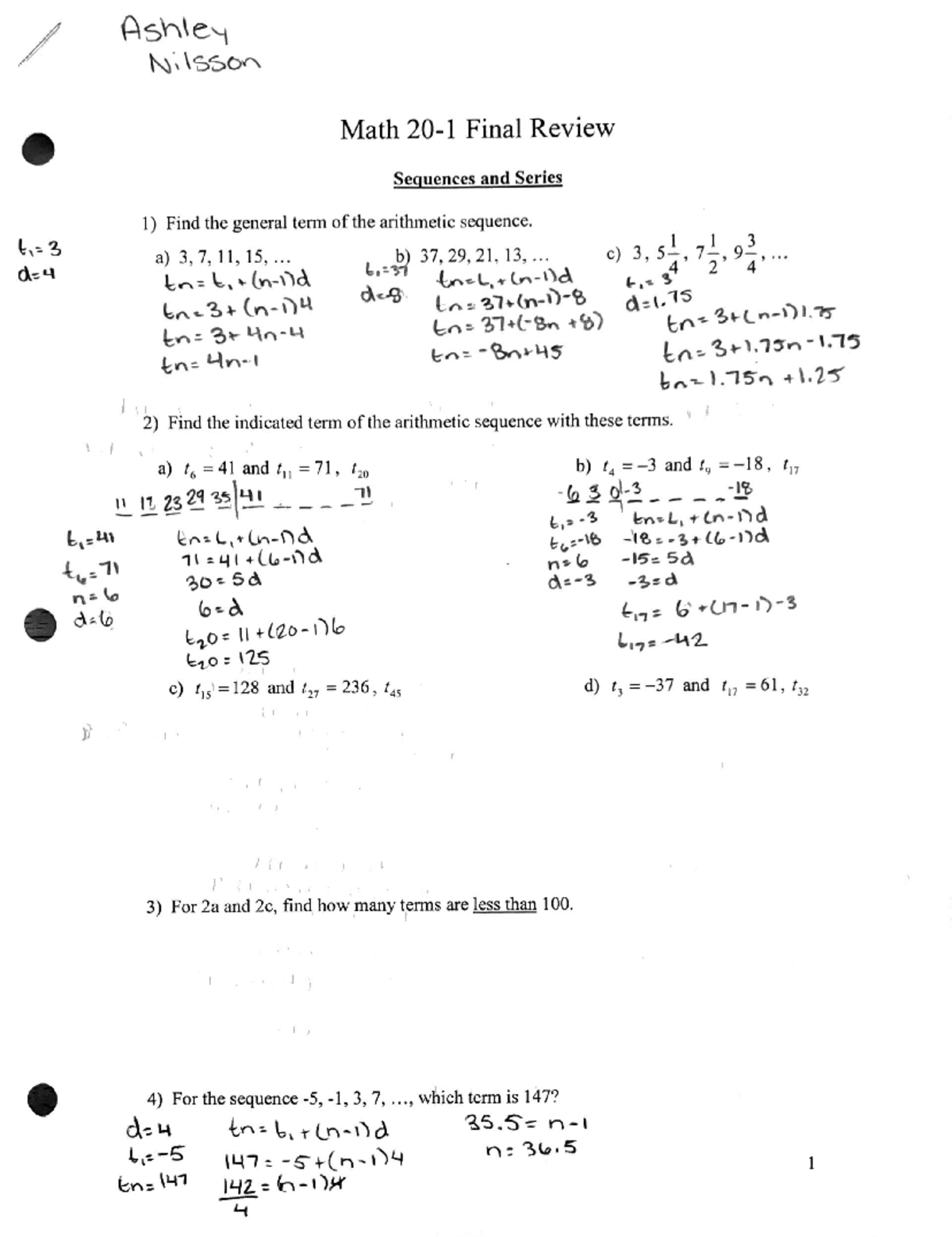 Grade 11 Math Findal Review Studocu