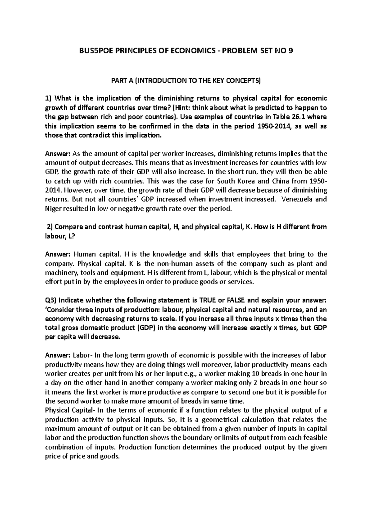 BUS5POE - PS 9 - Tutorial Solutions - BUS5POE PRINCIPLES OF ECONOMICS ...