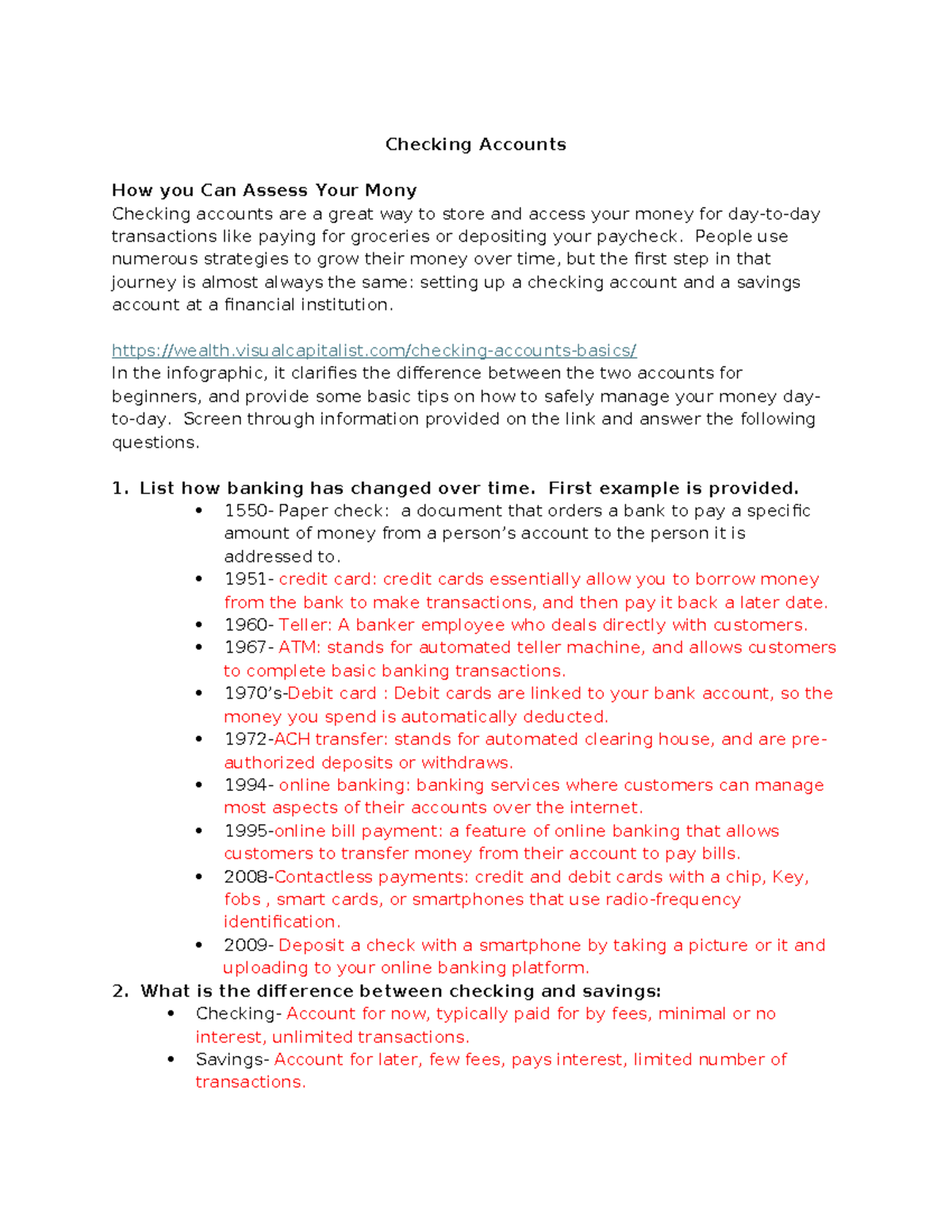 Checking+Accounts - for money and finance class - Checking Accounts How ...