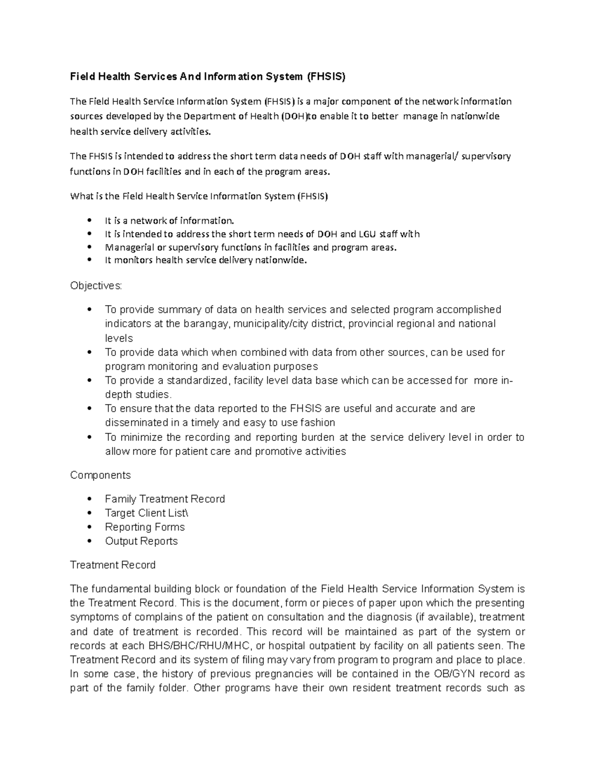 Field Health Services and Information System 1 docx - Field Health ...