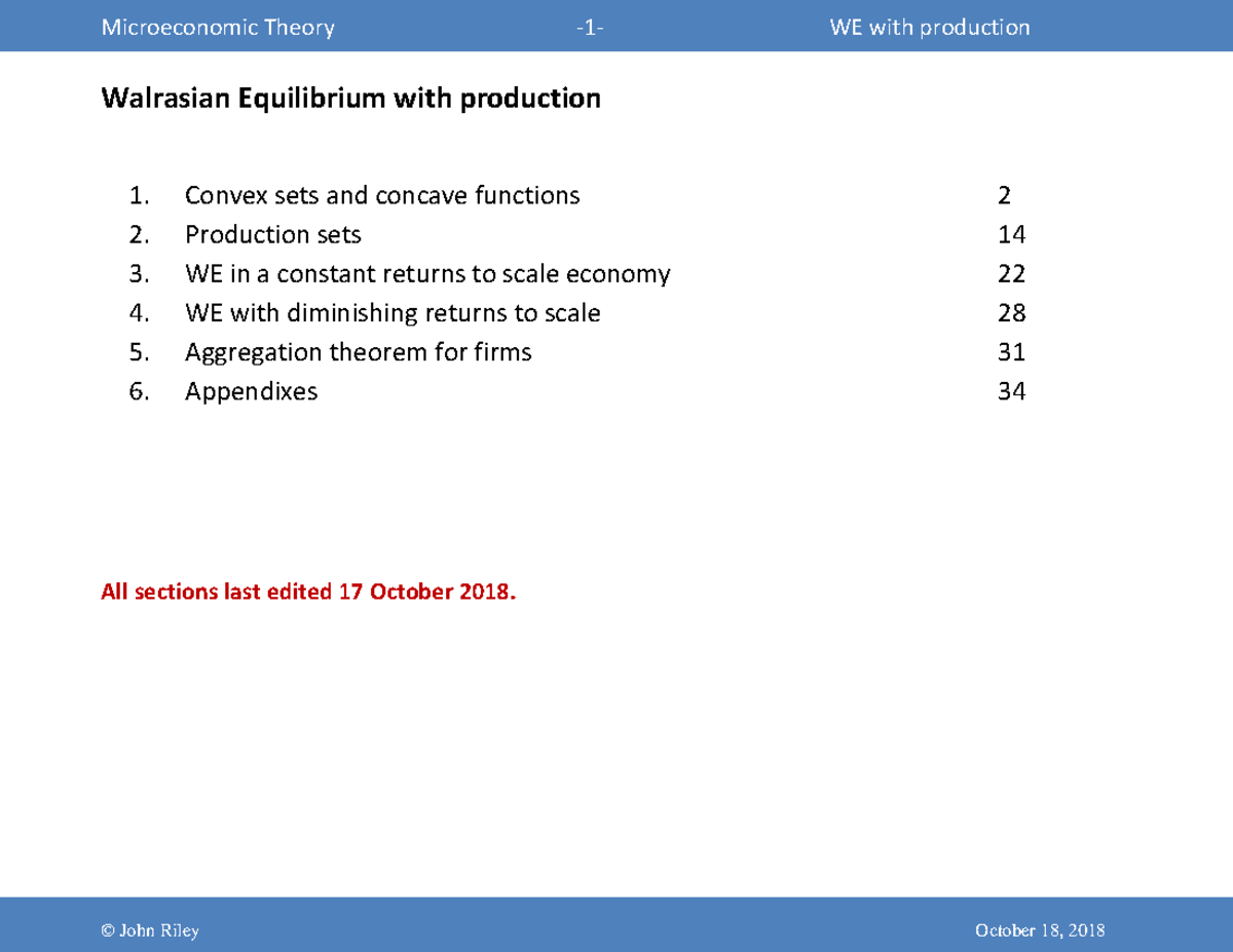 Equilibrium With Production - Walrasian Equilibrium with production 1 ...