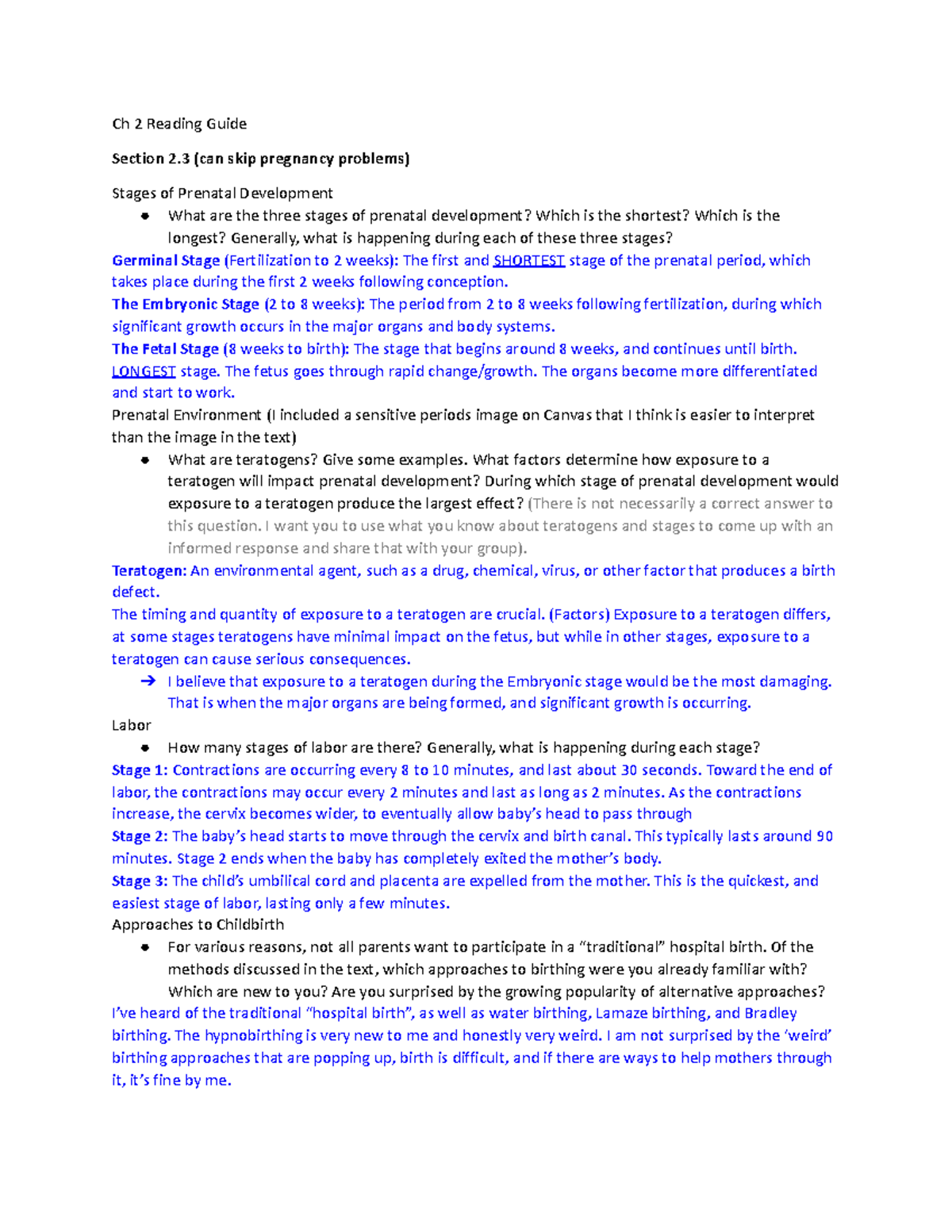 PSYC 160 Ch 2.3 and 4.3 Reading Guide - Ch 2 Reading Guide Section 2 ...