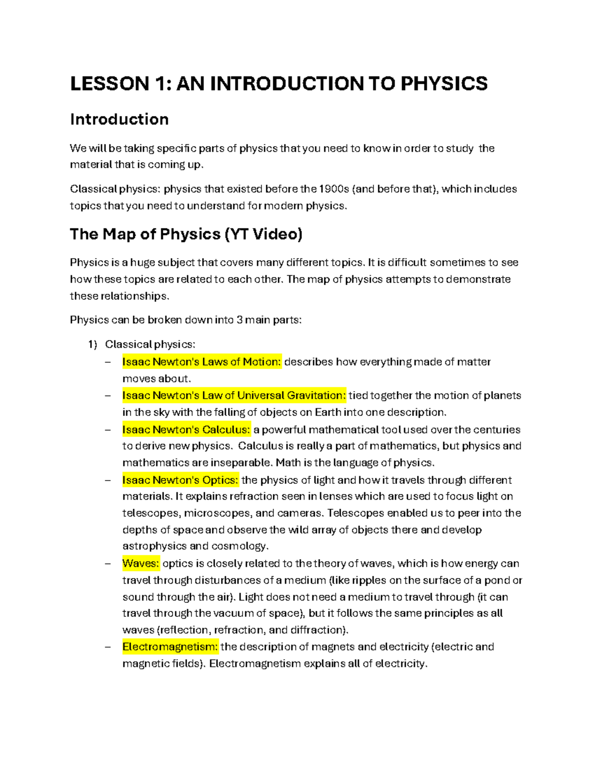 PHYS200 Lesson 1 (AN Introduction TO Physics) - LESSON 1: AN ...