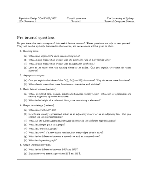 Tutorial 4 3027 solution - COMP3027/COMP3927 Tutorial questions The ...