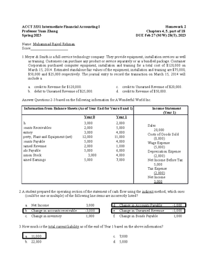 HW 3 F23 - Hw3 - Intermediate Financial Accounting I Professor Yuan Zhang Fall 2023 Homework 3 ...