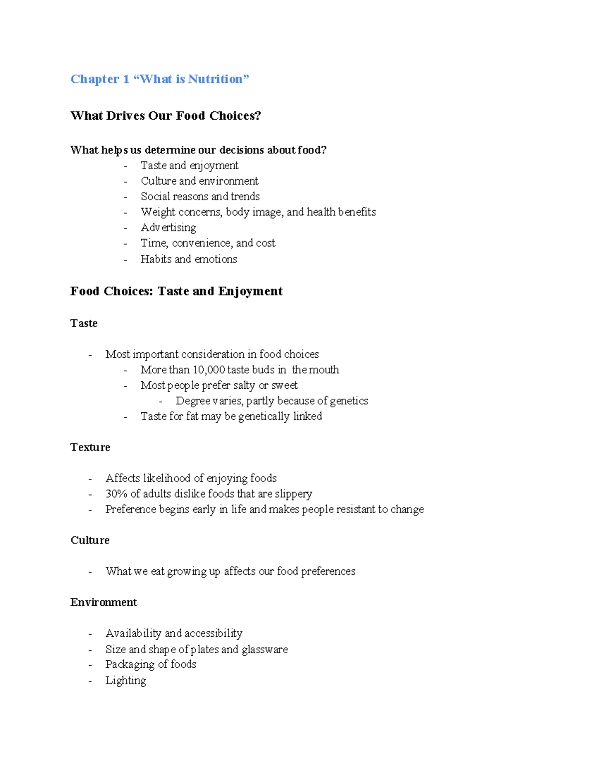 BIOL 2350 Human Nutrition - Chapter 1 “What is Nutrition” What Drives ...