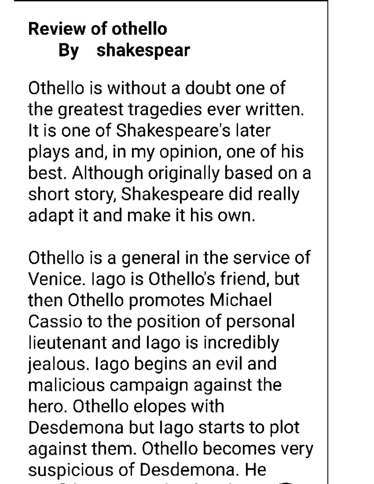 Review of othello - Ba English - Studocu